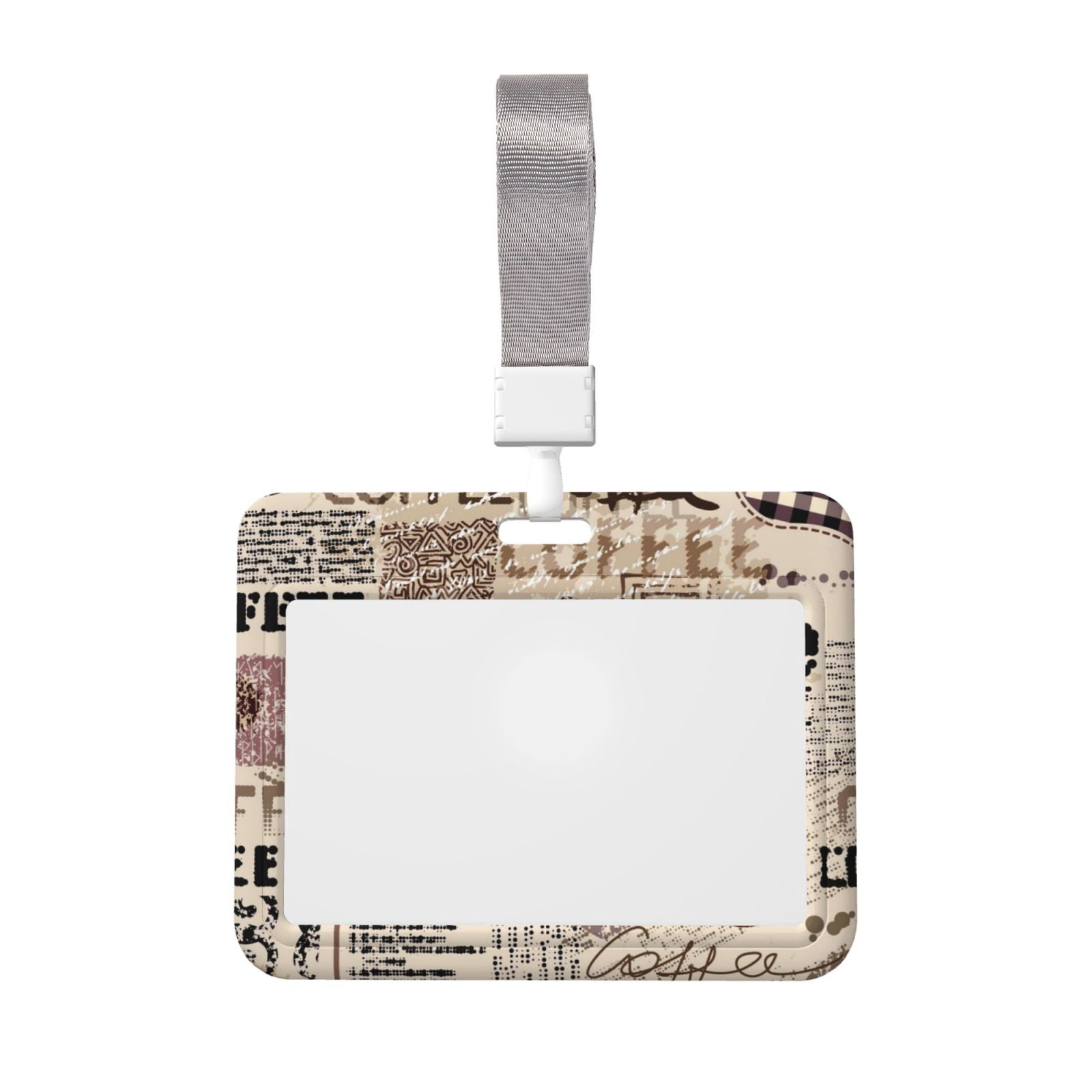 Cauagu Abstract Coffee Pattern With Letters for ID Badge Holder,Badge ...