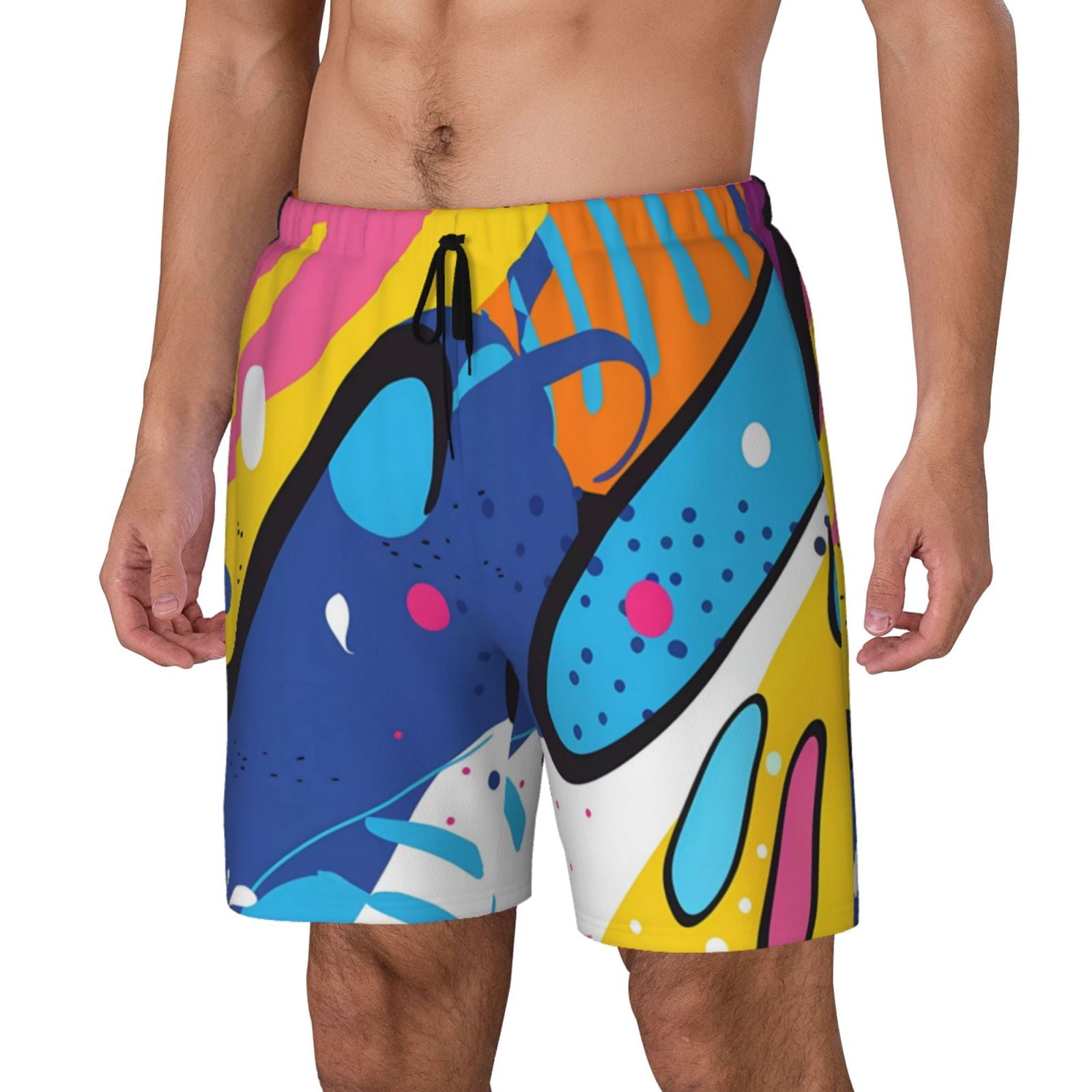 Cauagu Abstract Color Splash Print Mens Swim Trunks Quick Dry Board ...