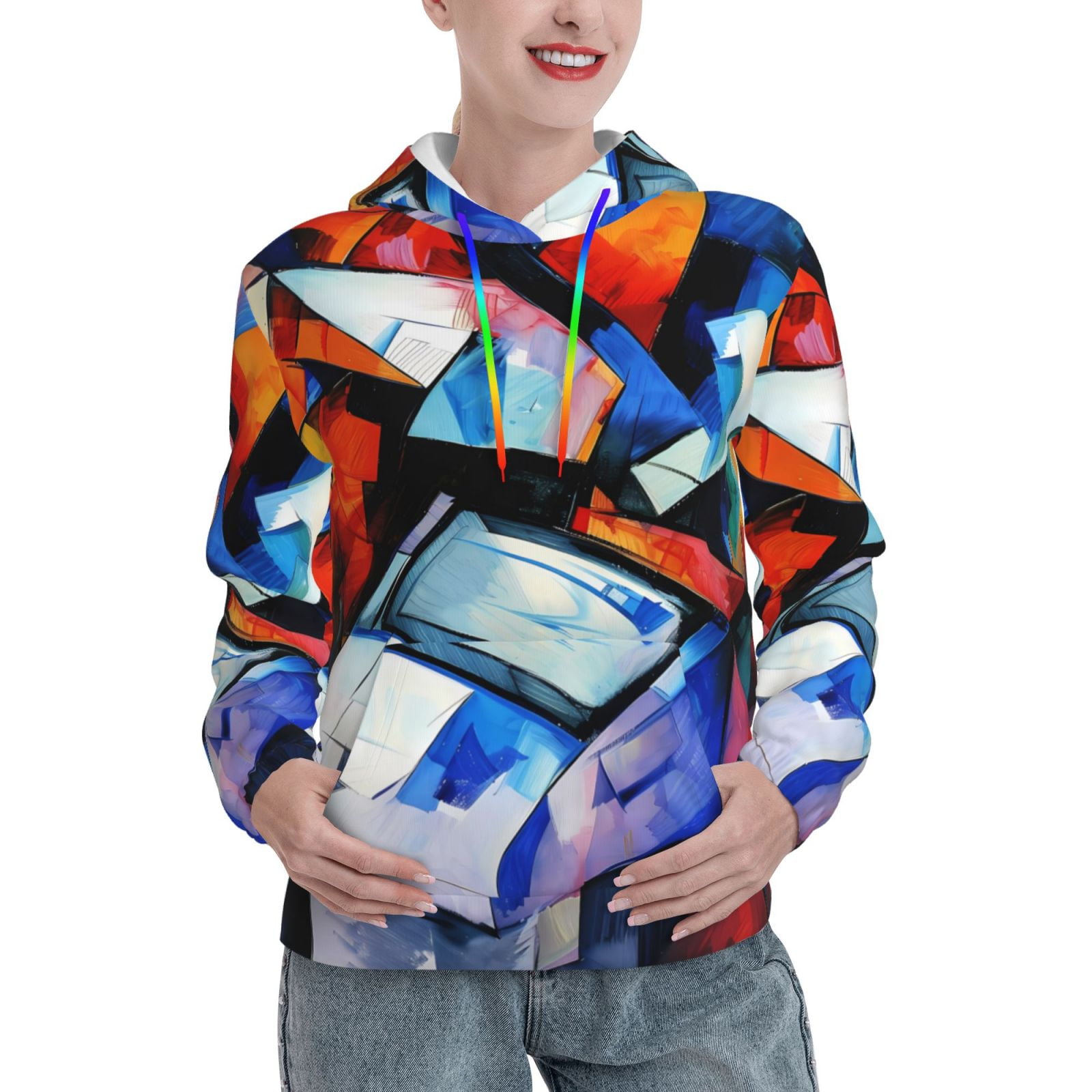 Cauagu Abstract Cubist Printer for Women's Hooded Sweatshirts Pullover ...