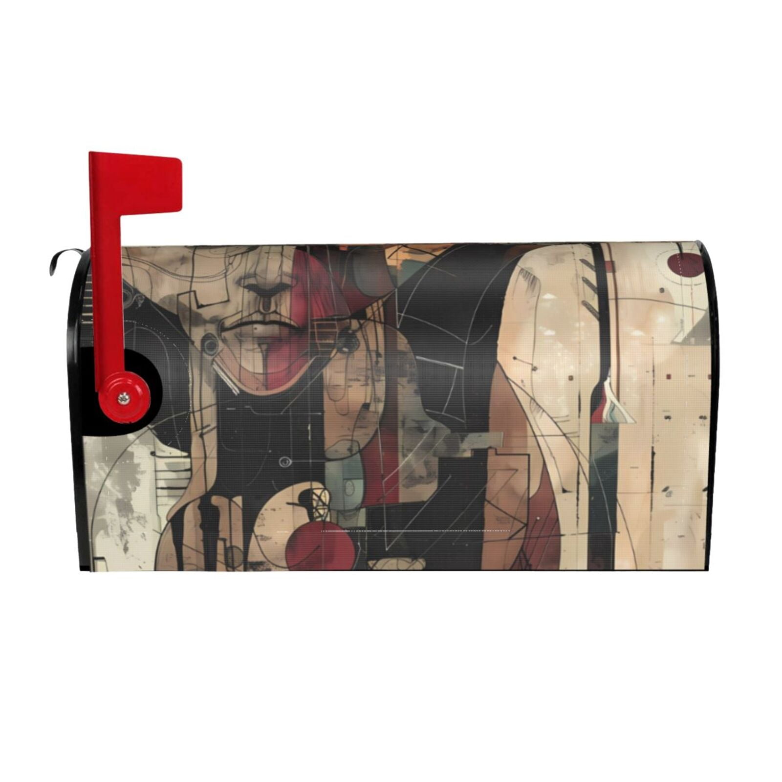 Cauagu Abstract Geometric Faces Pattern Magnetic Mailbox Covers ...