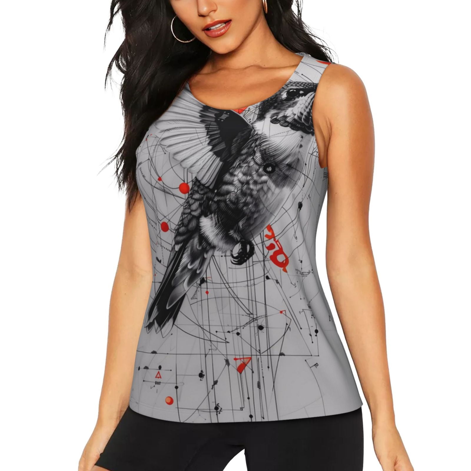 Cauagu Abstract Geometric Hummingbird for Women's Workout Tank Tops ...