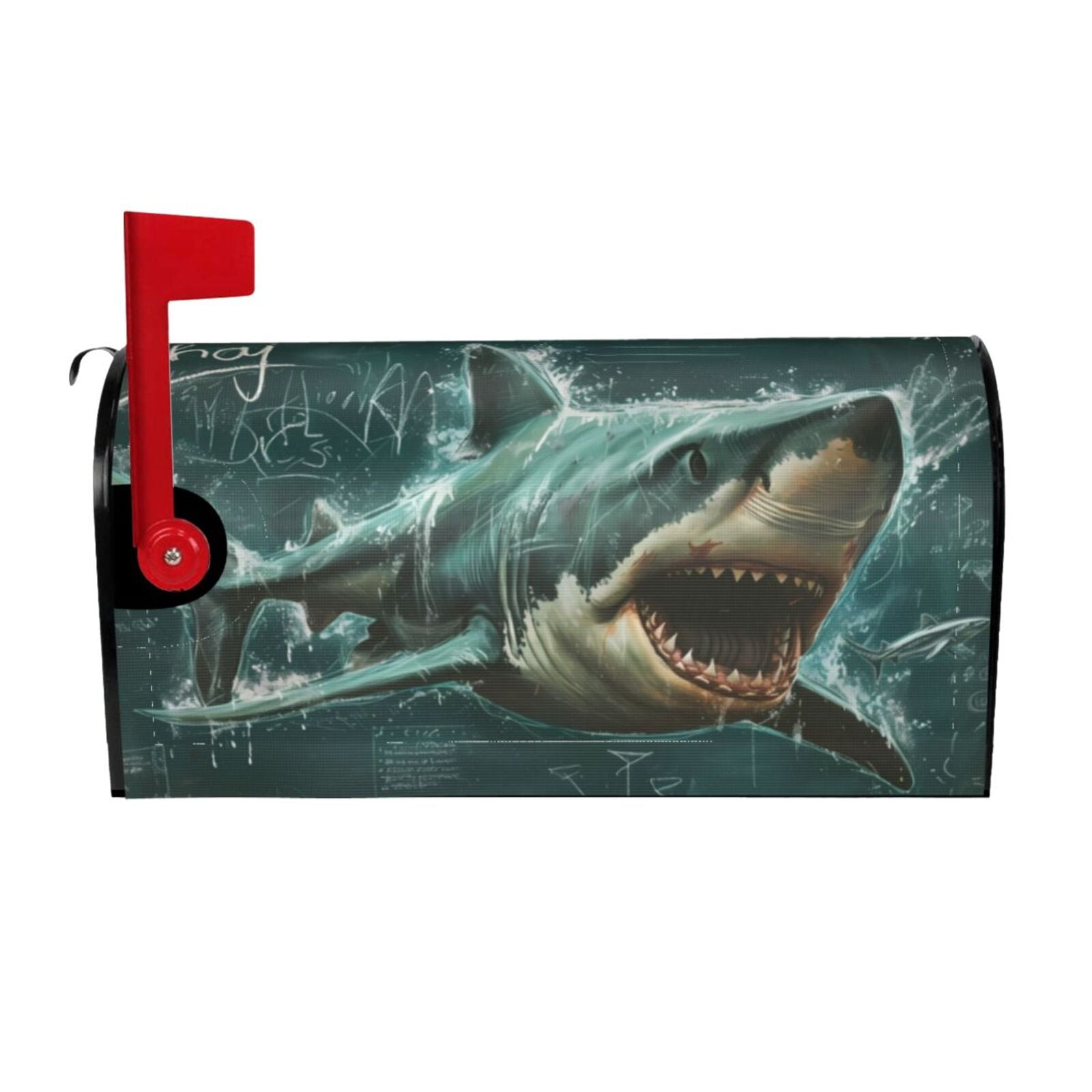 Cauagu Abstract Geometric Shark Pattern Magnetic Mailbox Covers ...