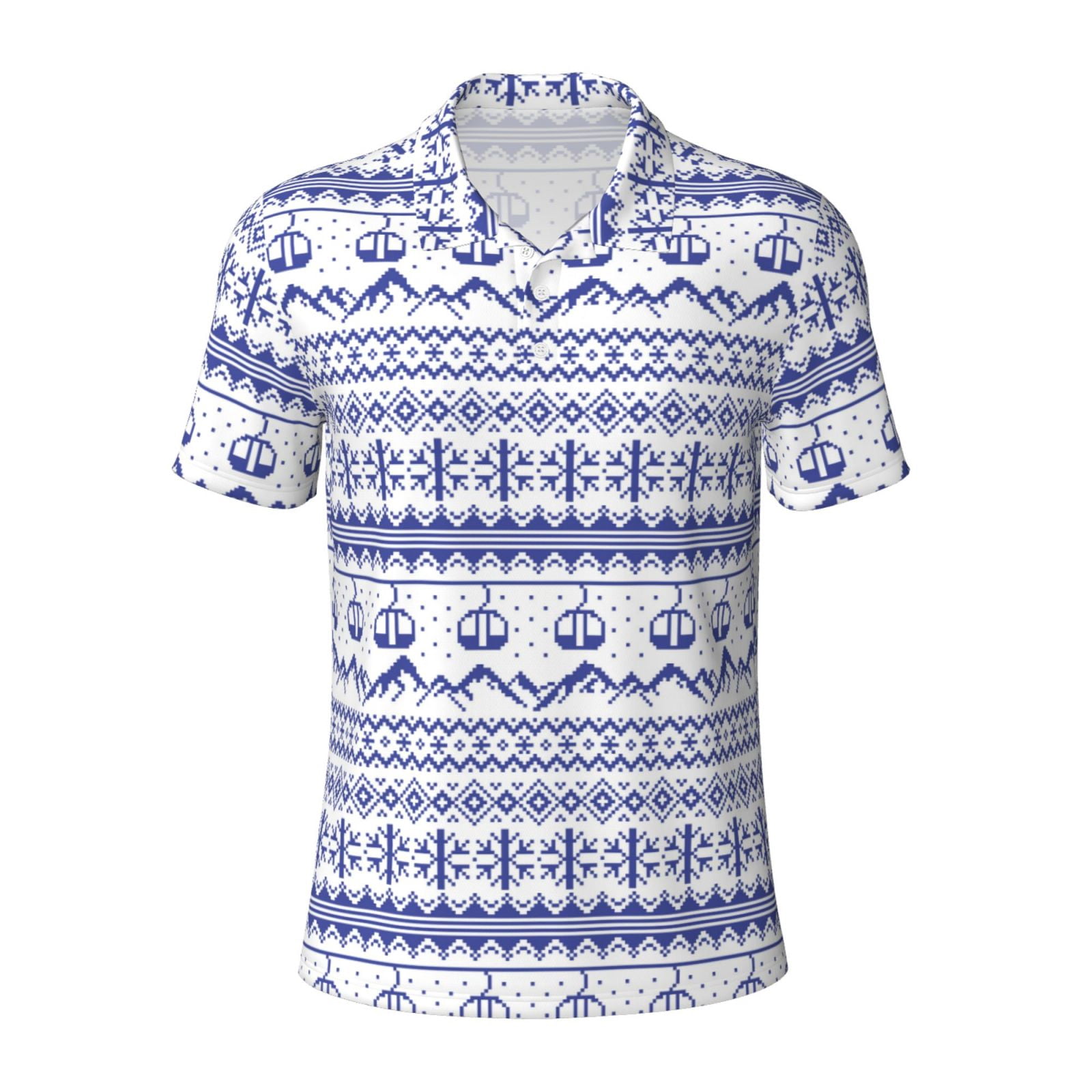 Cauagu Abstract Gondola Snowflake Print Men's Polo Shirts, Short-Sleeve ...