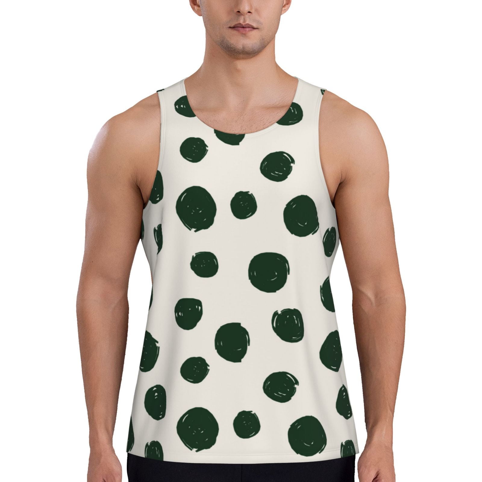 Cauagu Abstract Green Polka Dot Print Men's Sleeveless Muscle Shirts ...