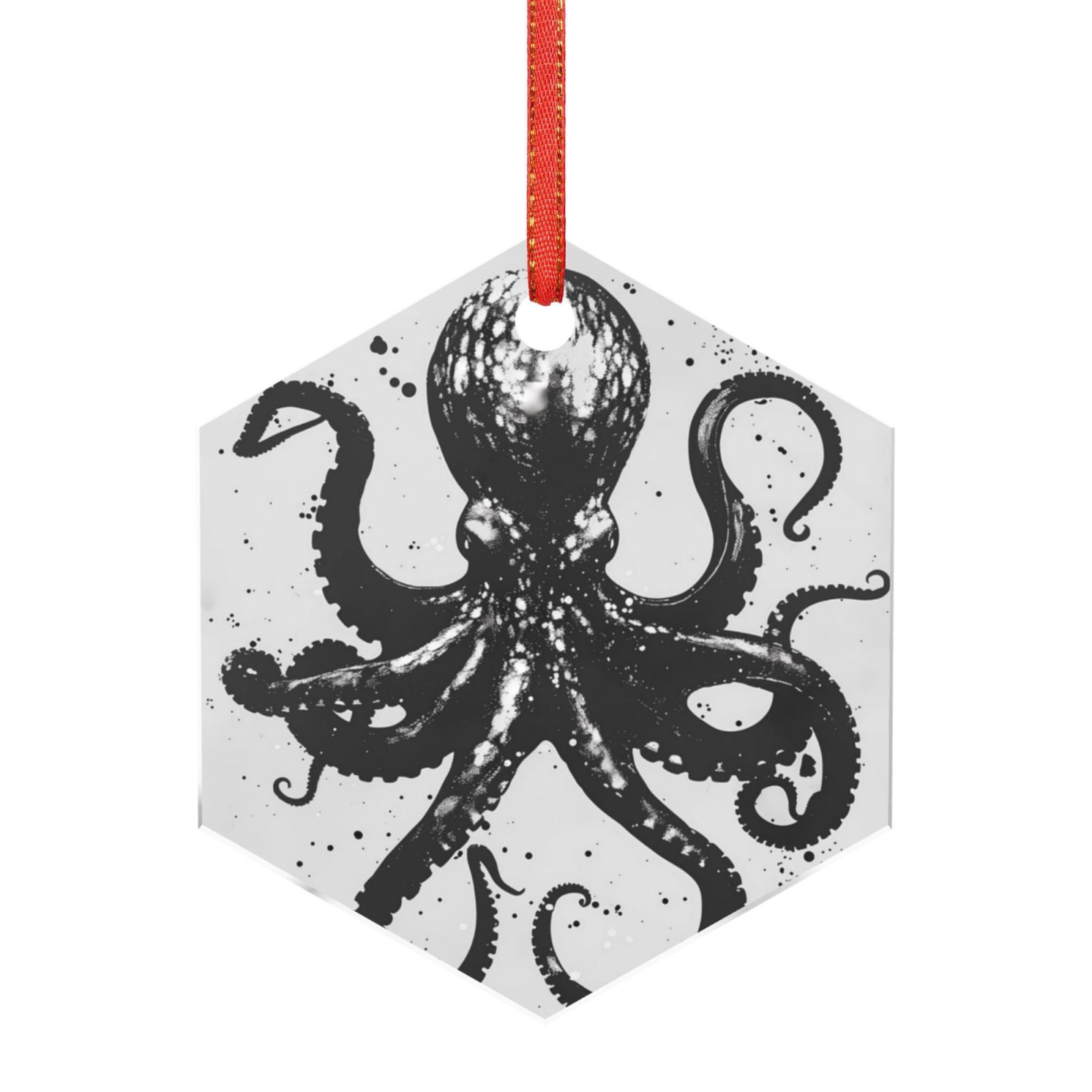 Cauagu Abstract Ink Octopus Pattern Acrylic Christmas Pendant,1-Pack ...