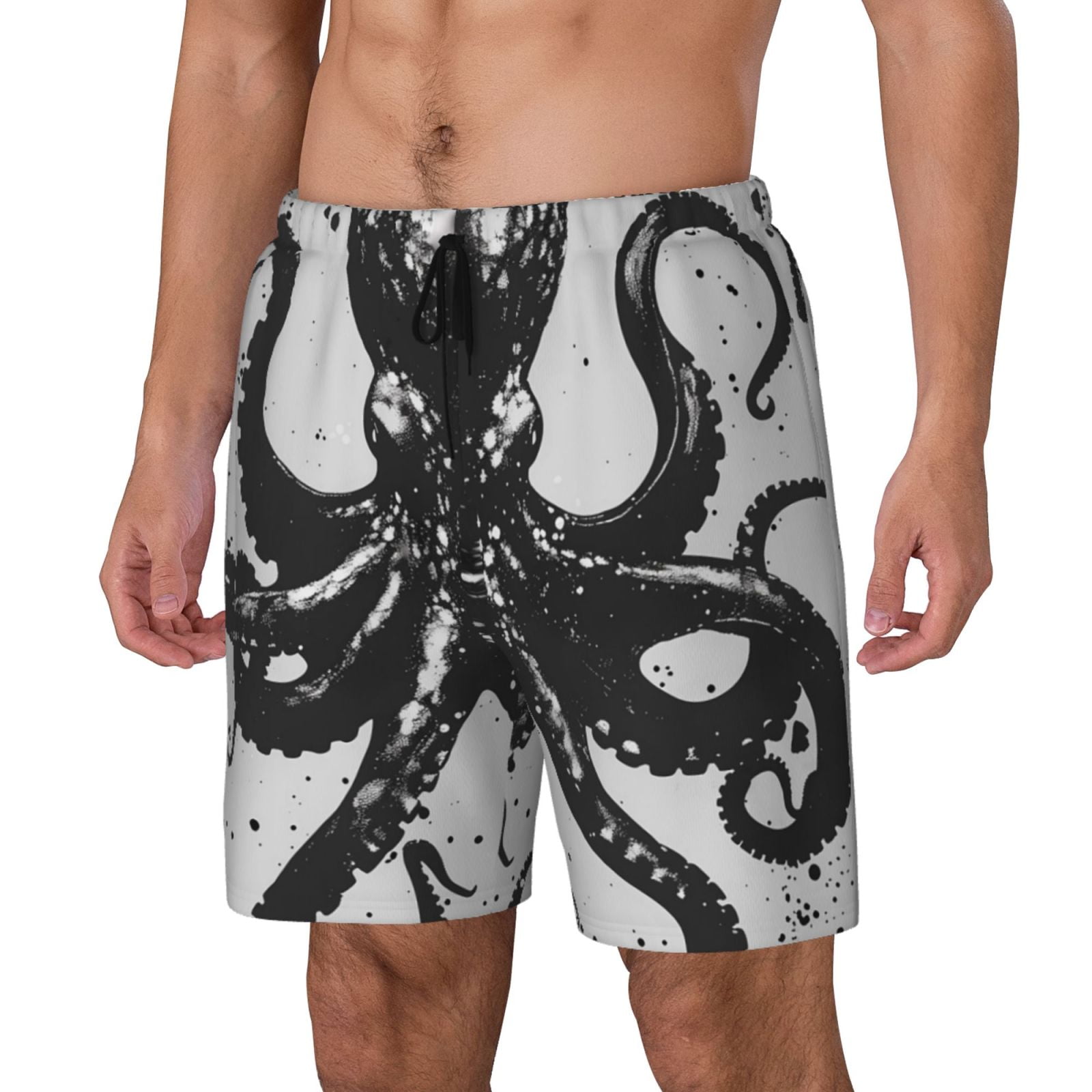 Cauagu Abstract Ink Octopus Print Mens Swim Trunks Quick Dry Board ...