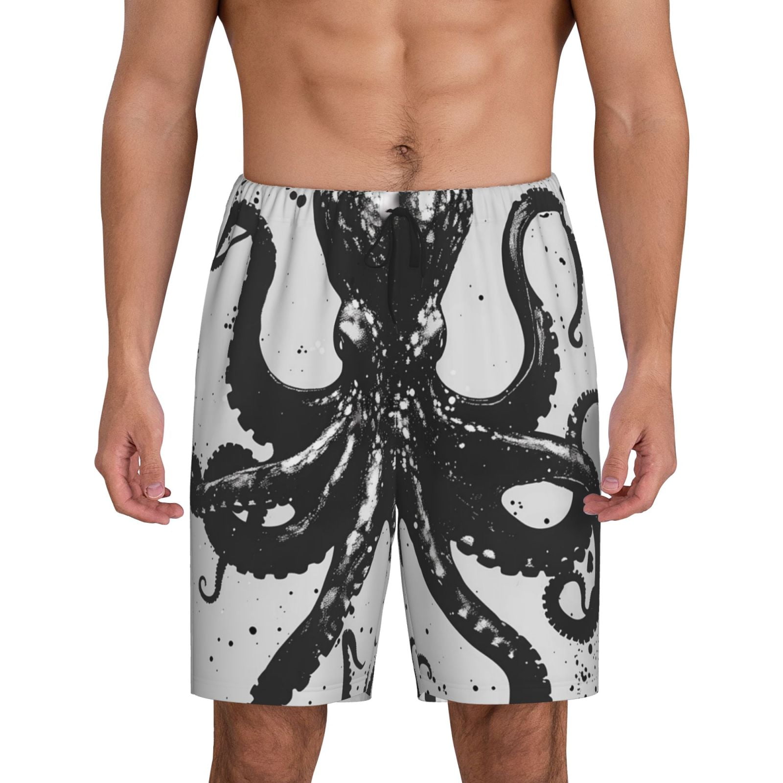Cauagu Abstract Ink Octopus Print Pajama Bottoms for Men Sleep Pajama ...