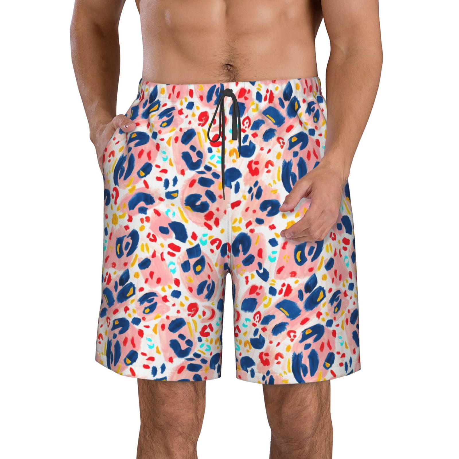 Cauagu Abstract Leopard Print Print Men's Swim Trunks,Hawaiian Bathing ...