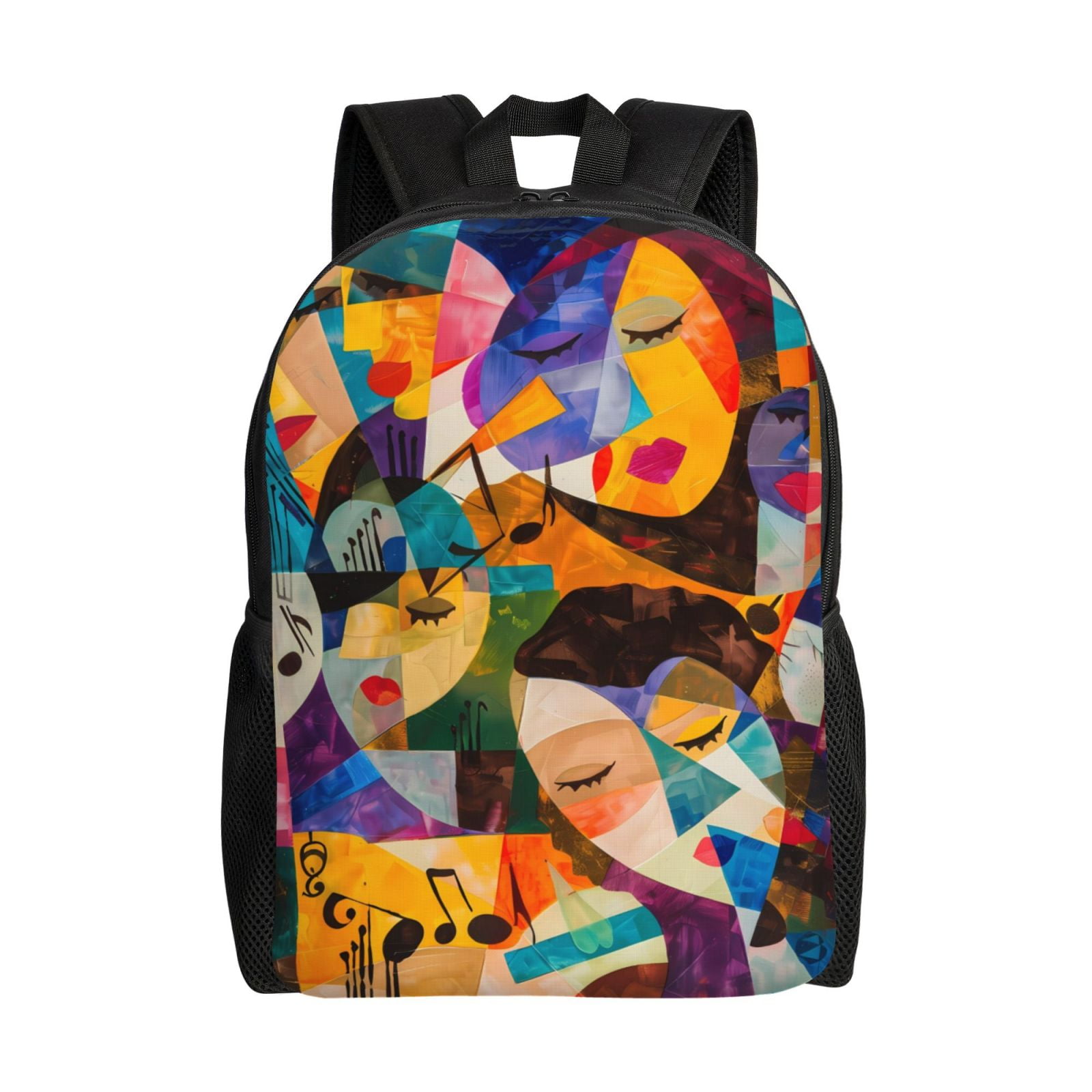 Cauagu Abstract Musical Faces Print Backpacks,Travel Daypack Casual ...