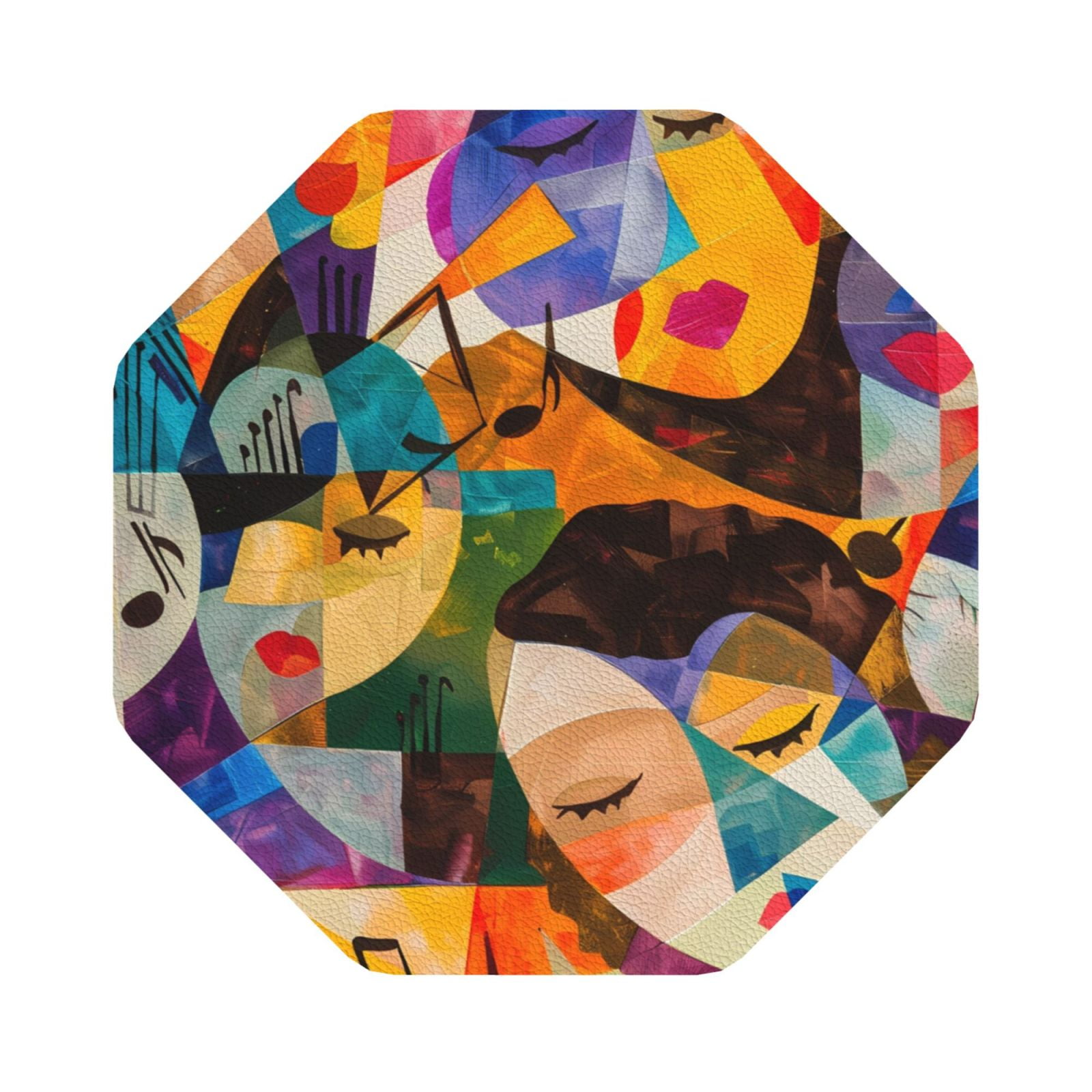 Cauagu Abstract Musical Faces for Round Coaster,Drink Coasters Set of 4 ...