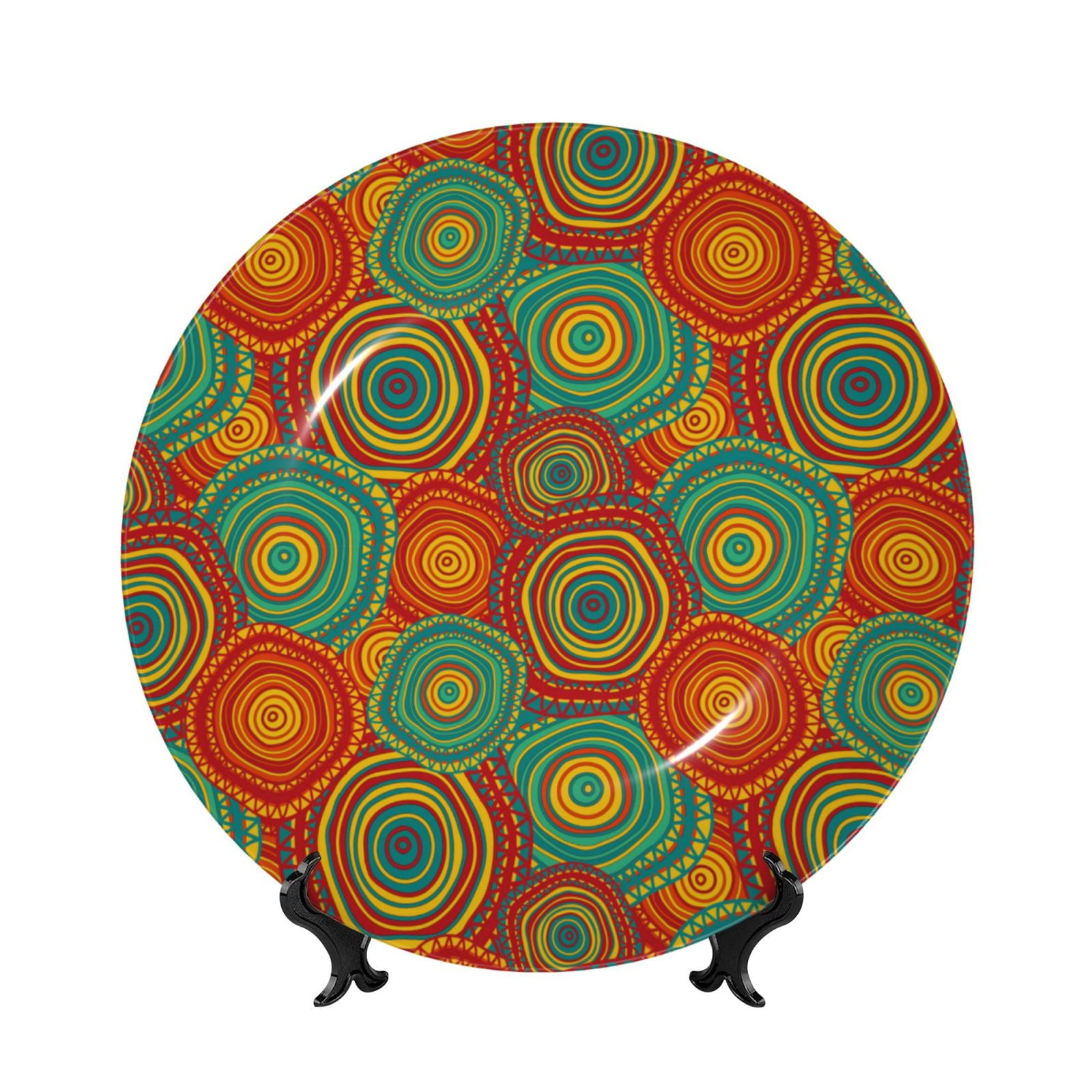 Cauagu Abstract Pattern Print Bone China Decorative Plate, Wall Mount ...