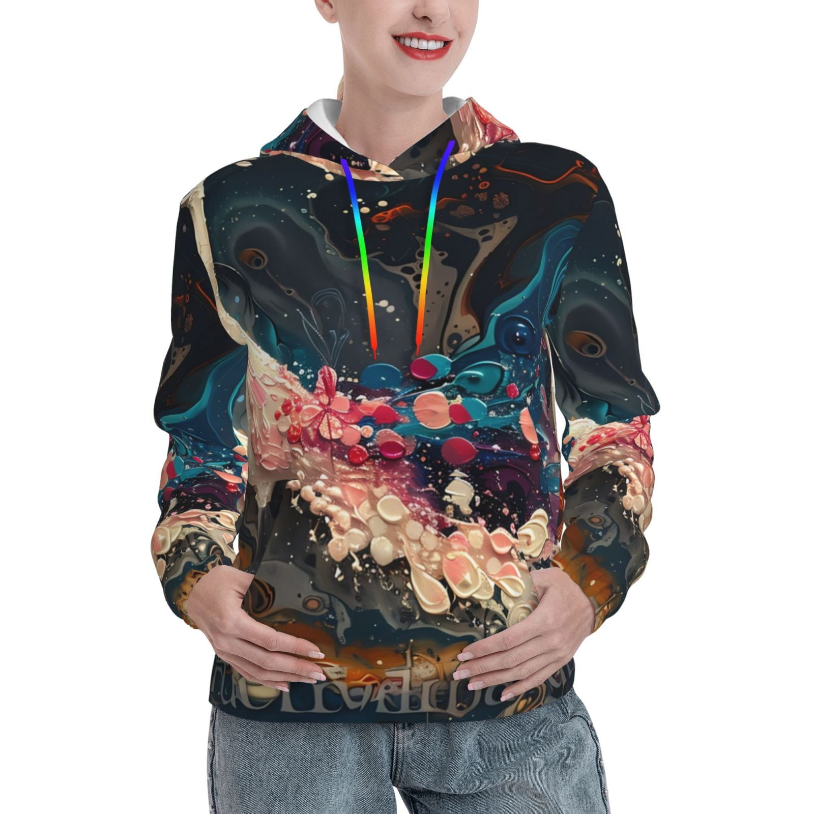 Cauagu Abstract Peacock Painting for Women's Hooded Sweatshirts Pullover Hoodie for Women Fall ...
