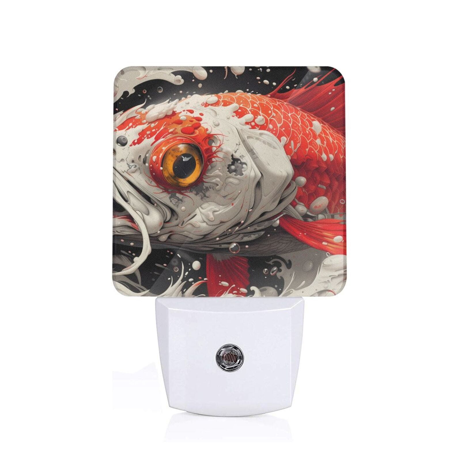 Cauagu Abstract Red Koi Fish Art Print LED Nightlight,0.5W Night Lights ...