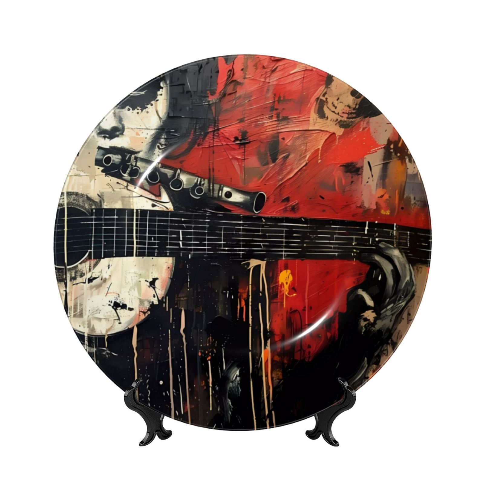 Cauagu Abstract Skull Guitar Art Print Bone China Decorative Plate ...