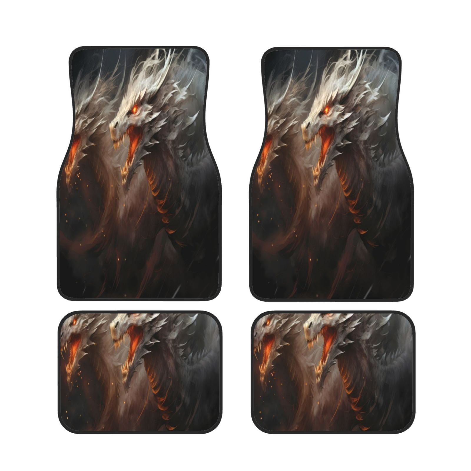 Cauagu Abstract White Dragon Pattern Car Floor Mat Set of 4,Car Carpet ...