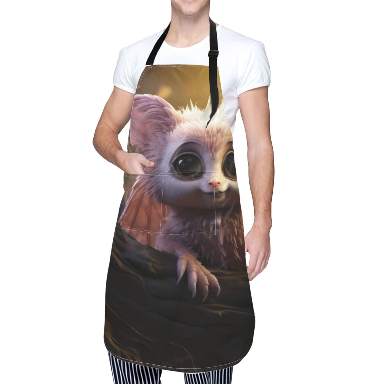 Cauagu Adorable Fluffy Bat Aprons with Pockets,Waterproof Apron for ...