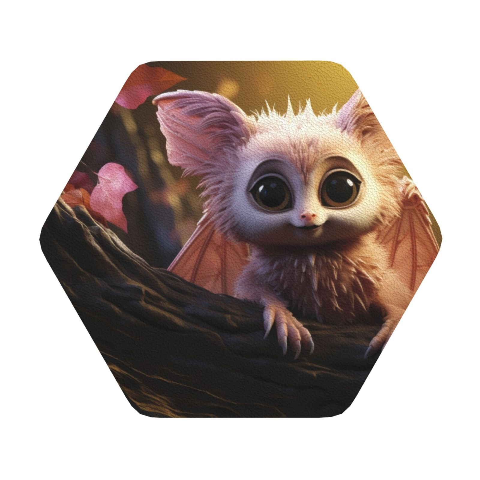 Cauagu Adorable Fluffy Bat for Round Coaster,Drink Coasters Set of 4 ...