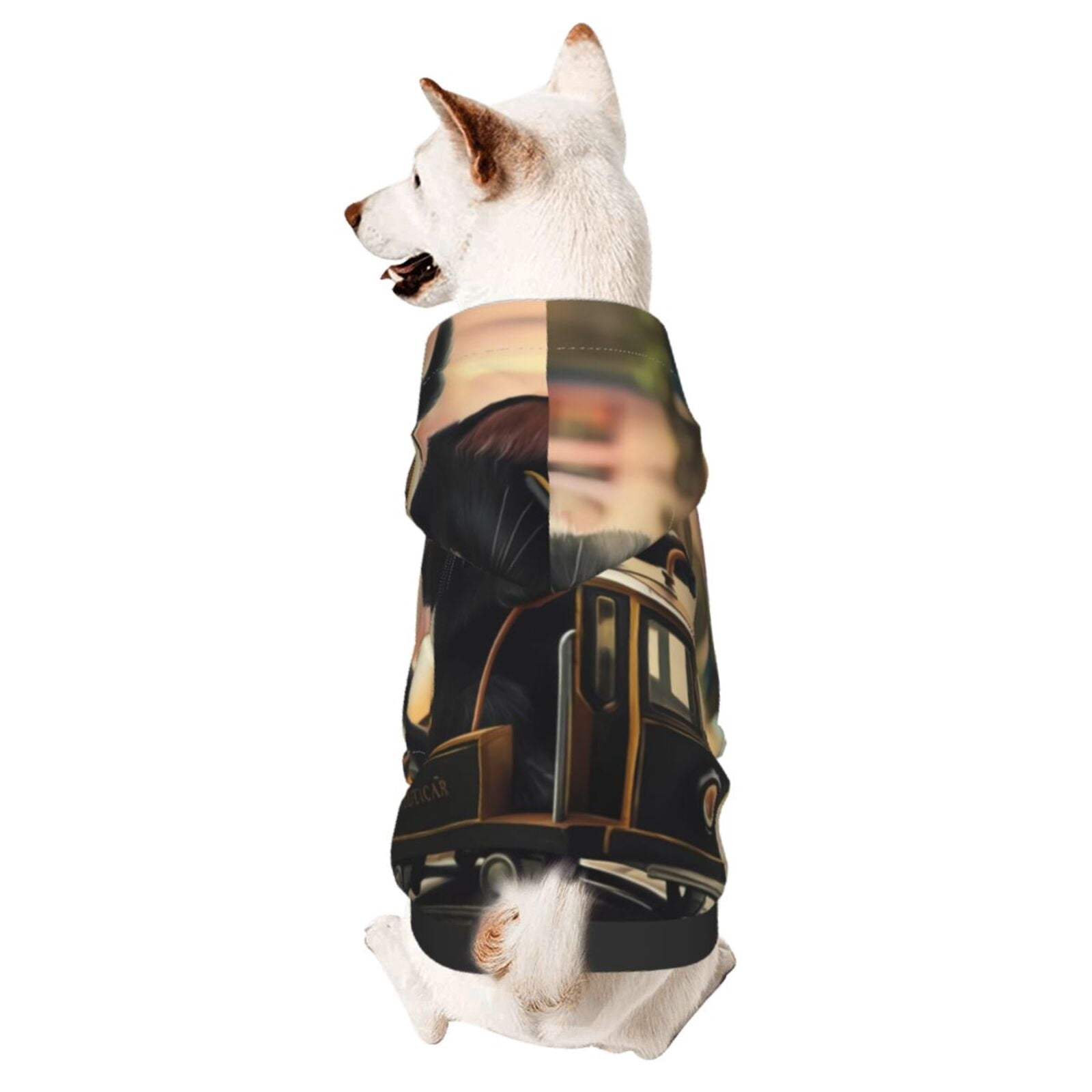 Cauagu Adorable Kitten On Mini Train Pattern Winter Pet Hoodie ...