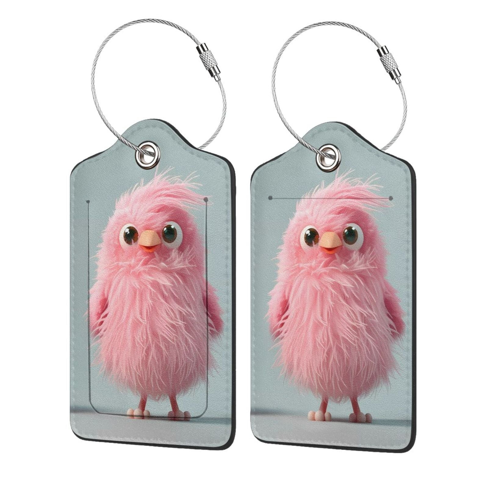 Cauagu Adorable Pink Fluffy Birds Pattern Luggage Tags,Leather Luggage ...