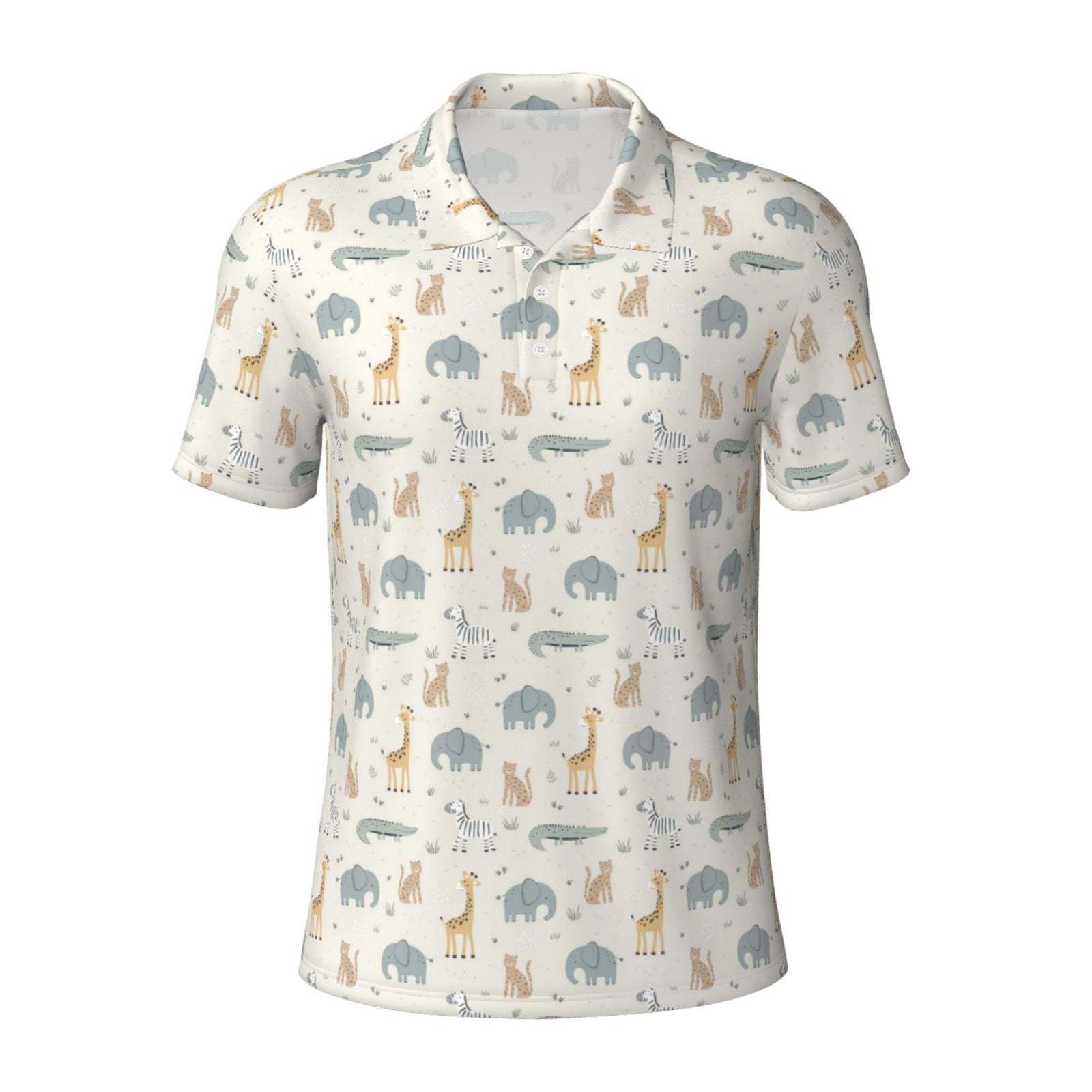 Cauagu African Animals Print Men's Polo Shirts, Short-Sleeve Polo ...