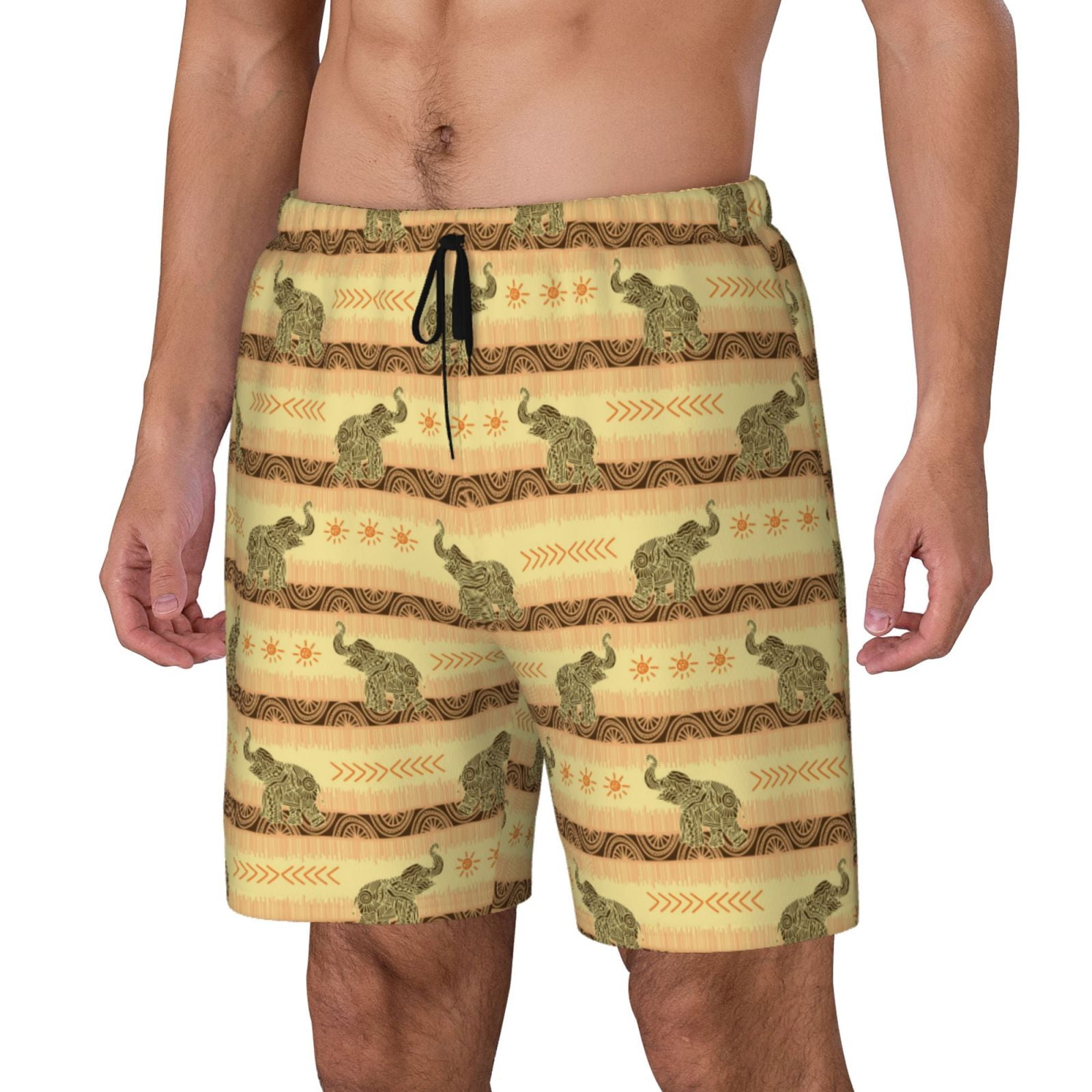 Cauagu African tribal elephant Print Mens Swim Trunks Quick Dry Board ...