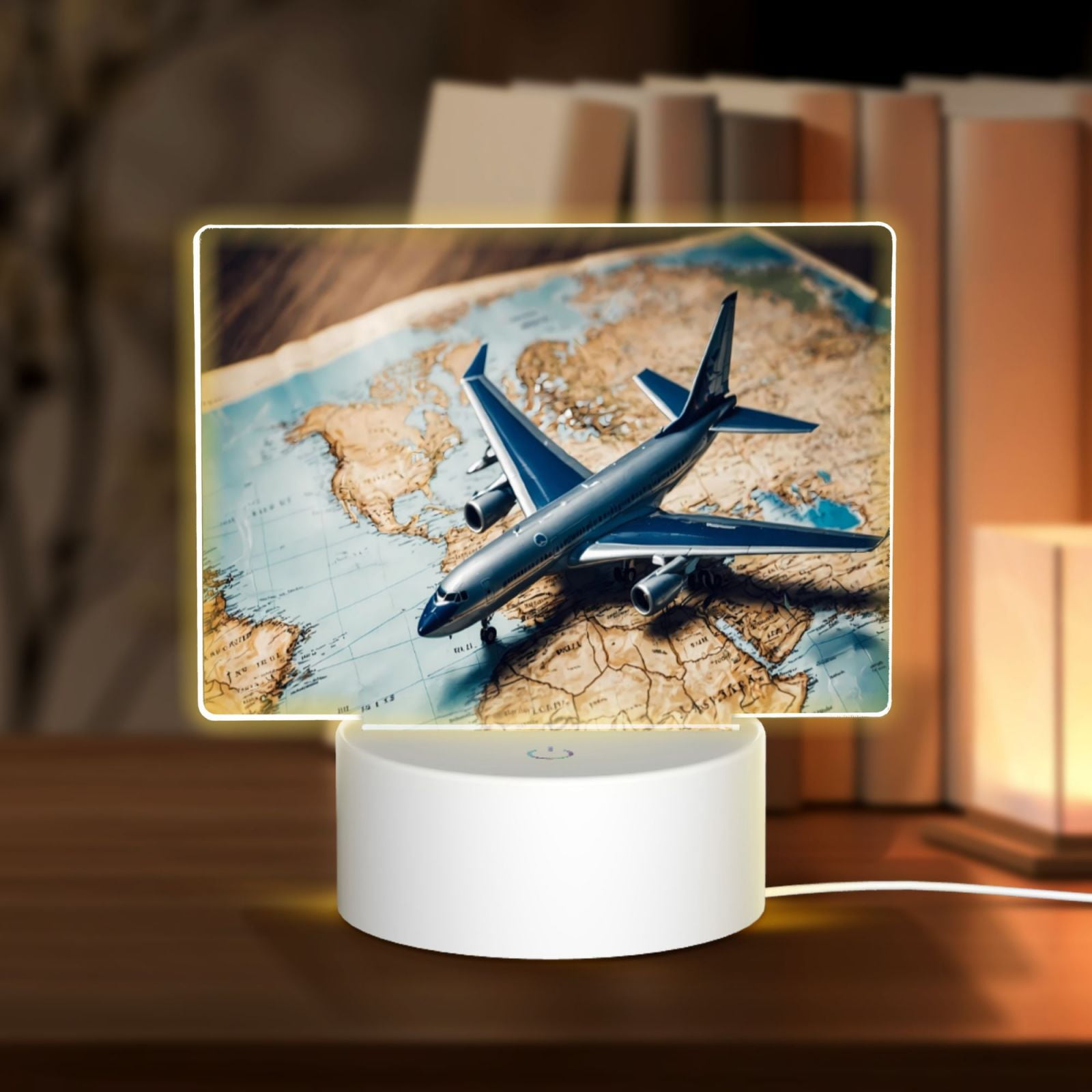 Cauagu Airplane World Map Adventure for Rectangle Acrylic Night Light ...