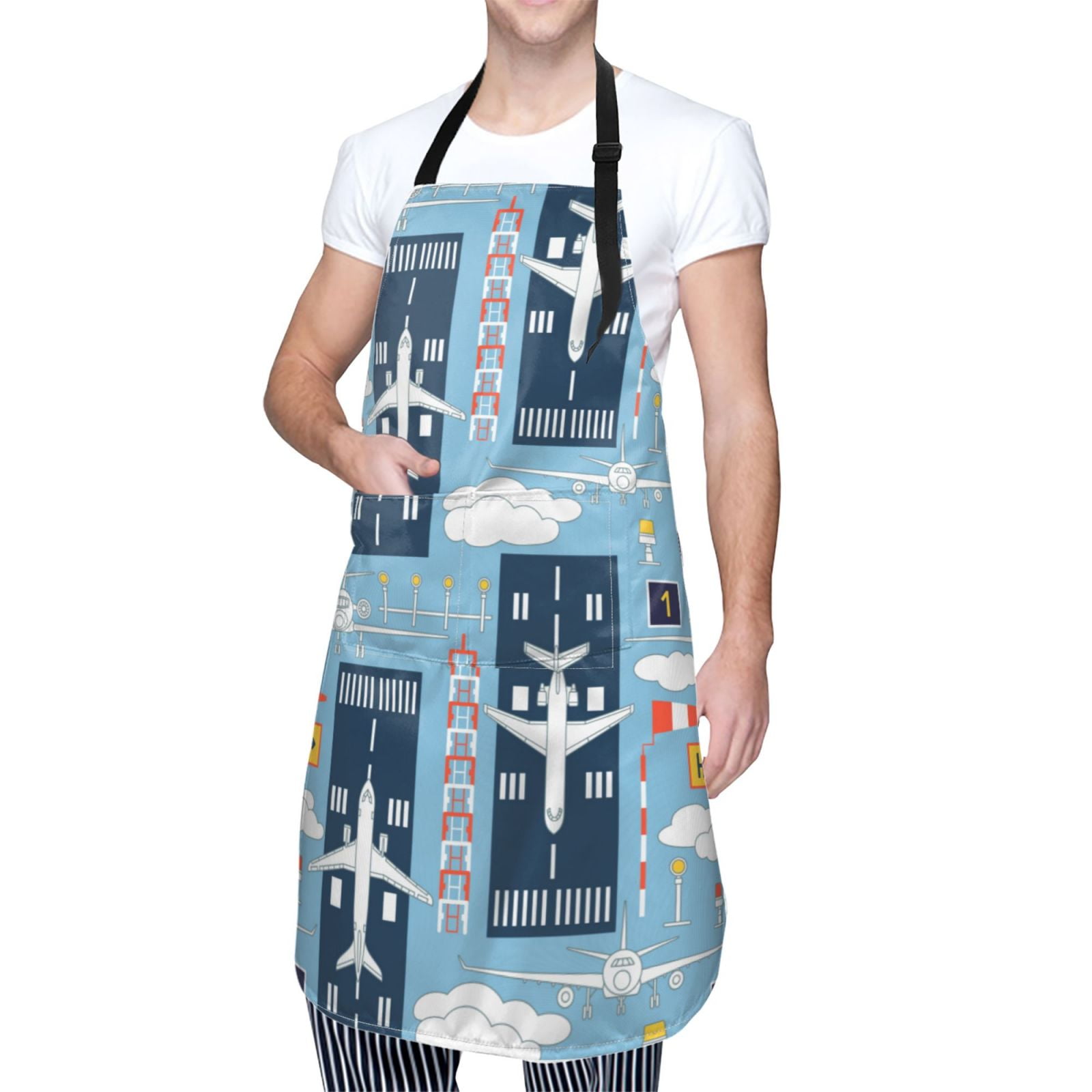 Cauagu Airplanes and Aviation Signs Aprons with Pockets,Waterproof ...