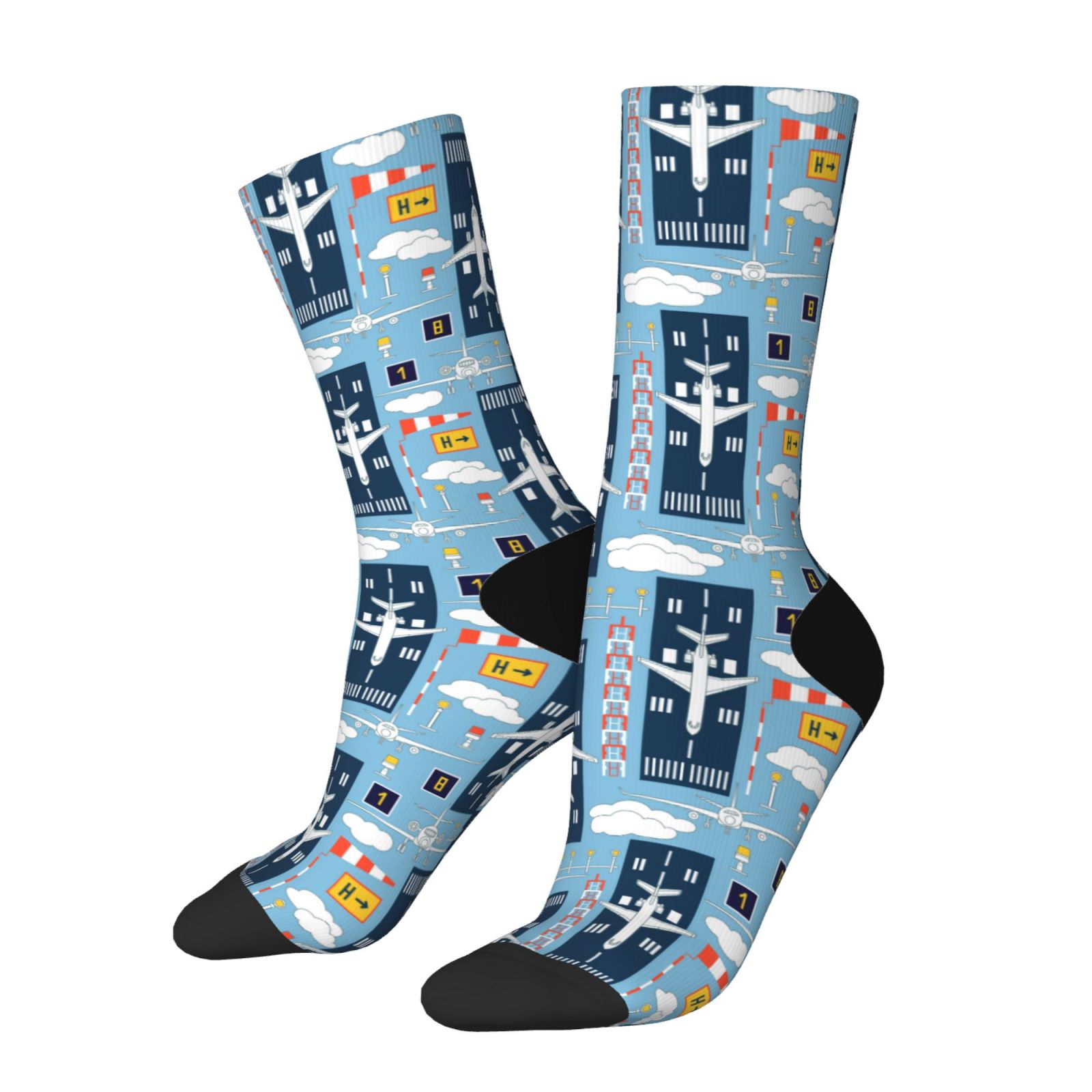 Cauagu Airplanes and Aviation Signs Print Crew Socks for Women and Men ...