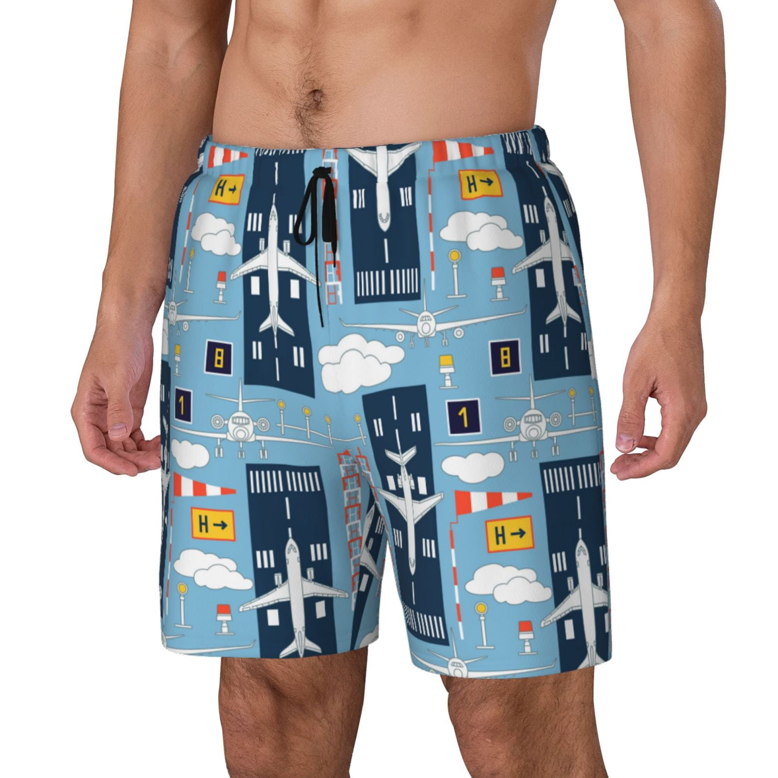 Cauagu Airplanes and Aviation Signs Print Mens Swim Trunks Quick Dry ...