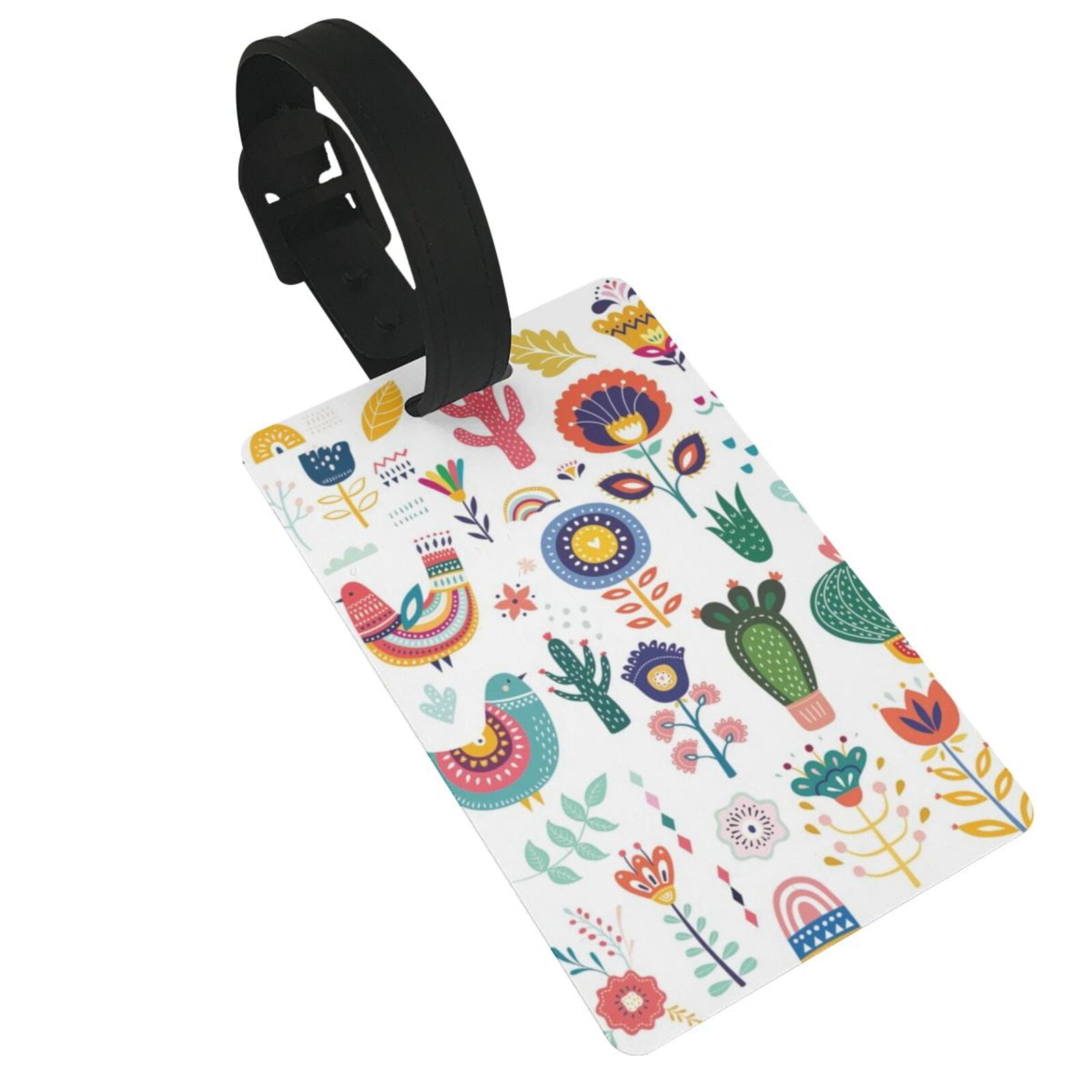 Cauagu Alpaca Flower Print PVC Luggage Tag, Suitcase Label with Name ID ...