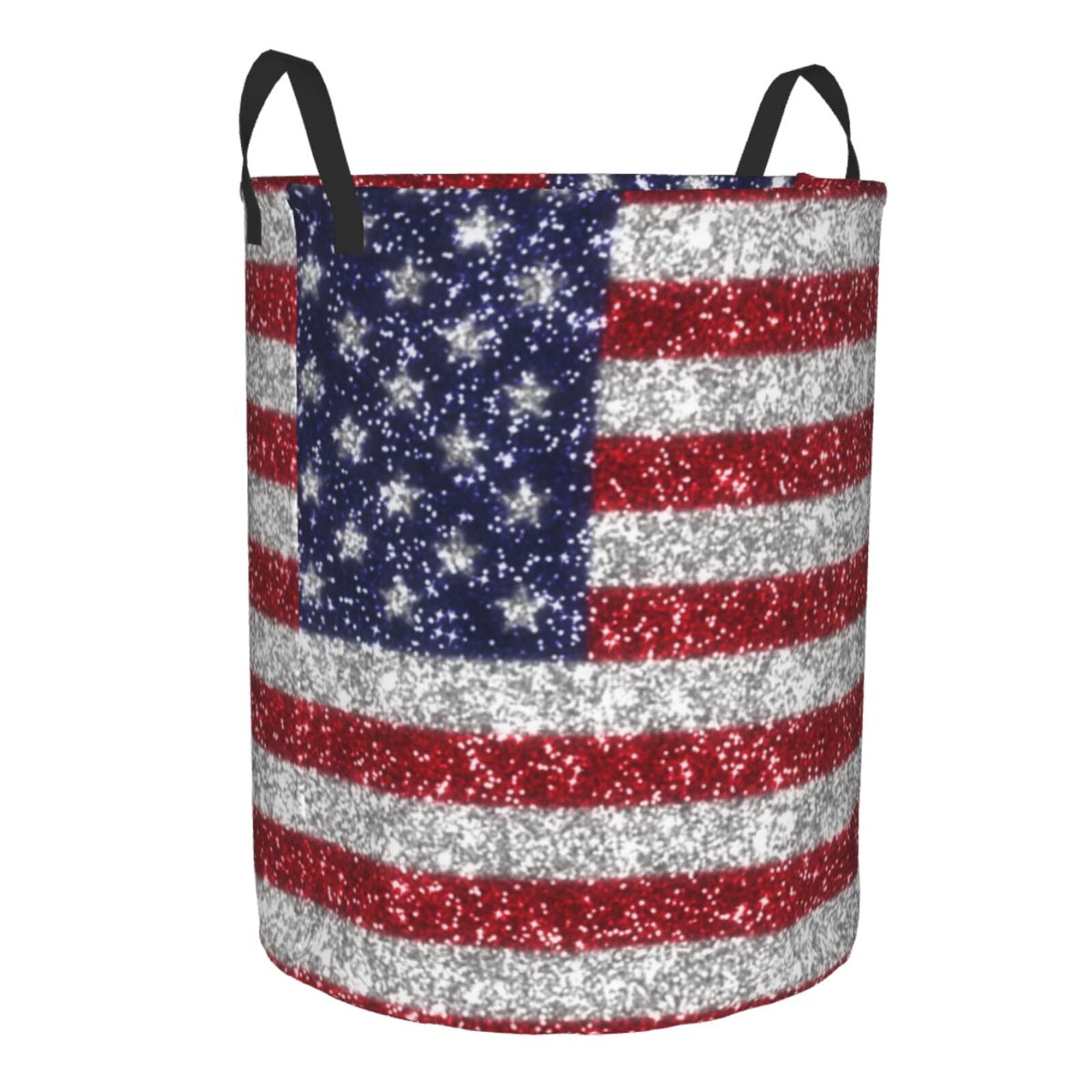 Cauagu America Flag Glitter for Laundry Basket,Collapsible Organizer ...
