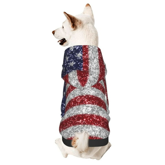 Cauagu America Flag Glitter Pattern Winter Pet Hoodie Sweatshirts- Dog ...
