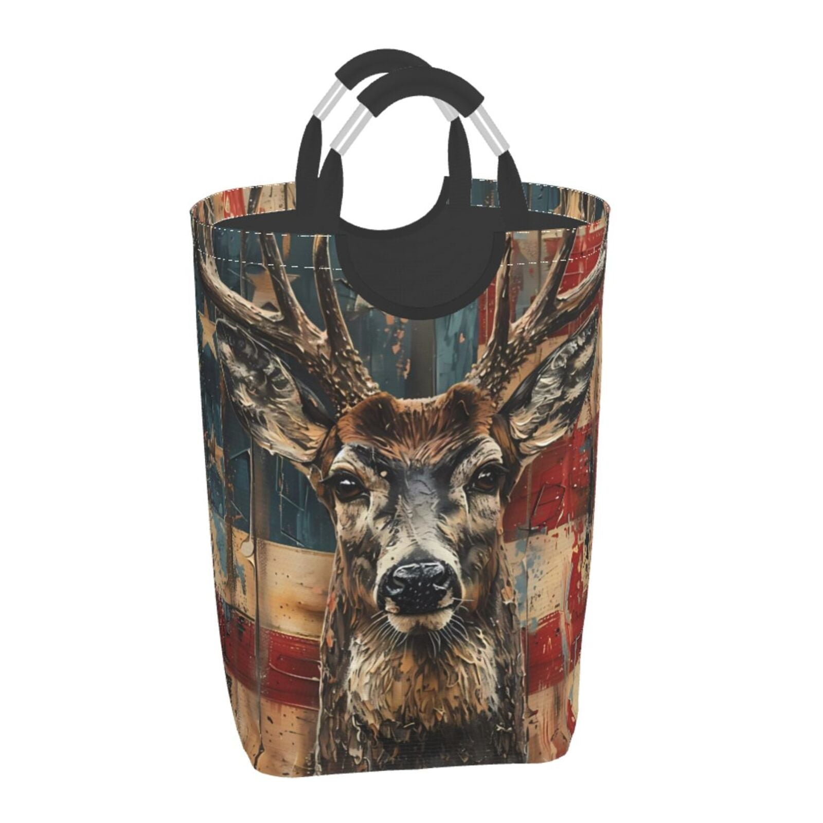 Cauagu American Flag Deer Art Print Hamper Basket Bin,Extra Large Dirty ...