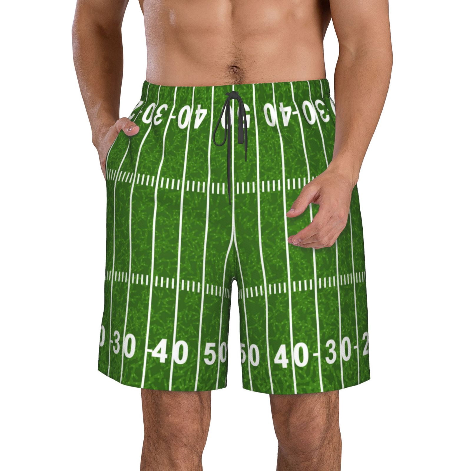 Cauagu American Football Field2 Print Men's Swim Trunks,Hawaiian ...
