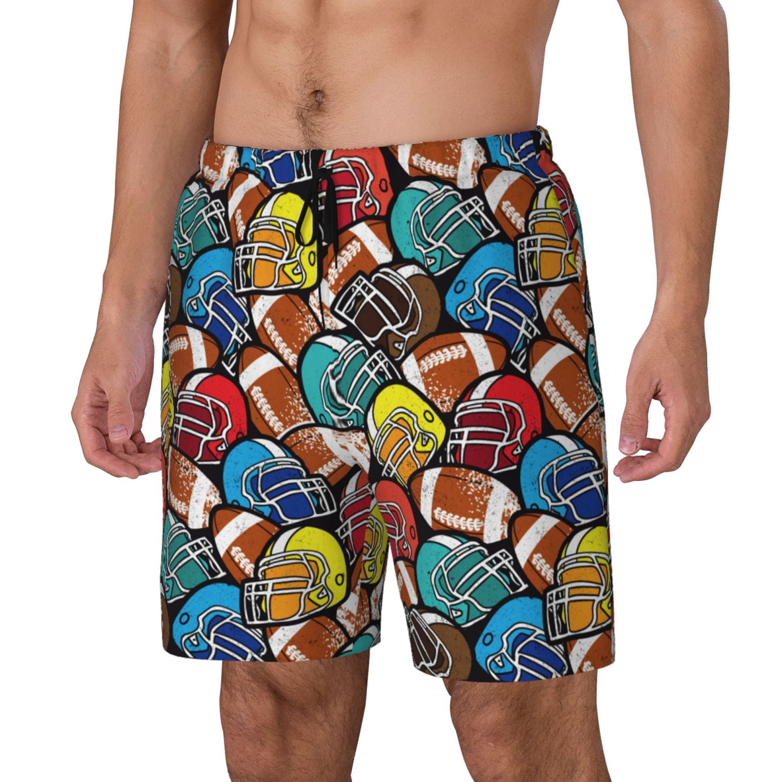 Cauagu American Football Print Mens Swim Trunks Quick Dry Board Shorts ...