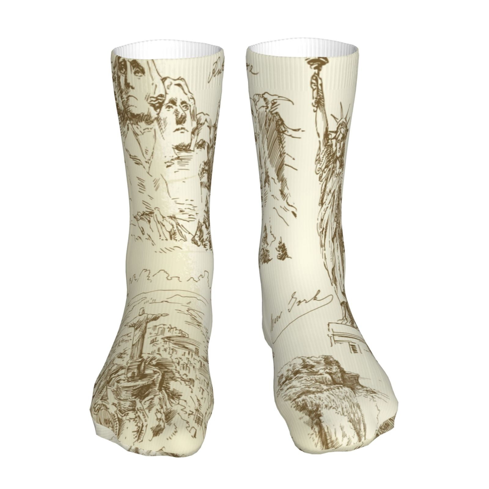 Cauagu American Monuments Pattern Fun Novelty Crew Socks,Casual ...