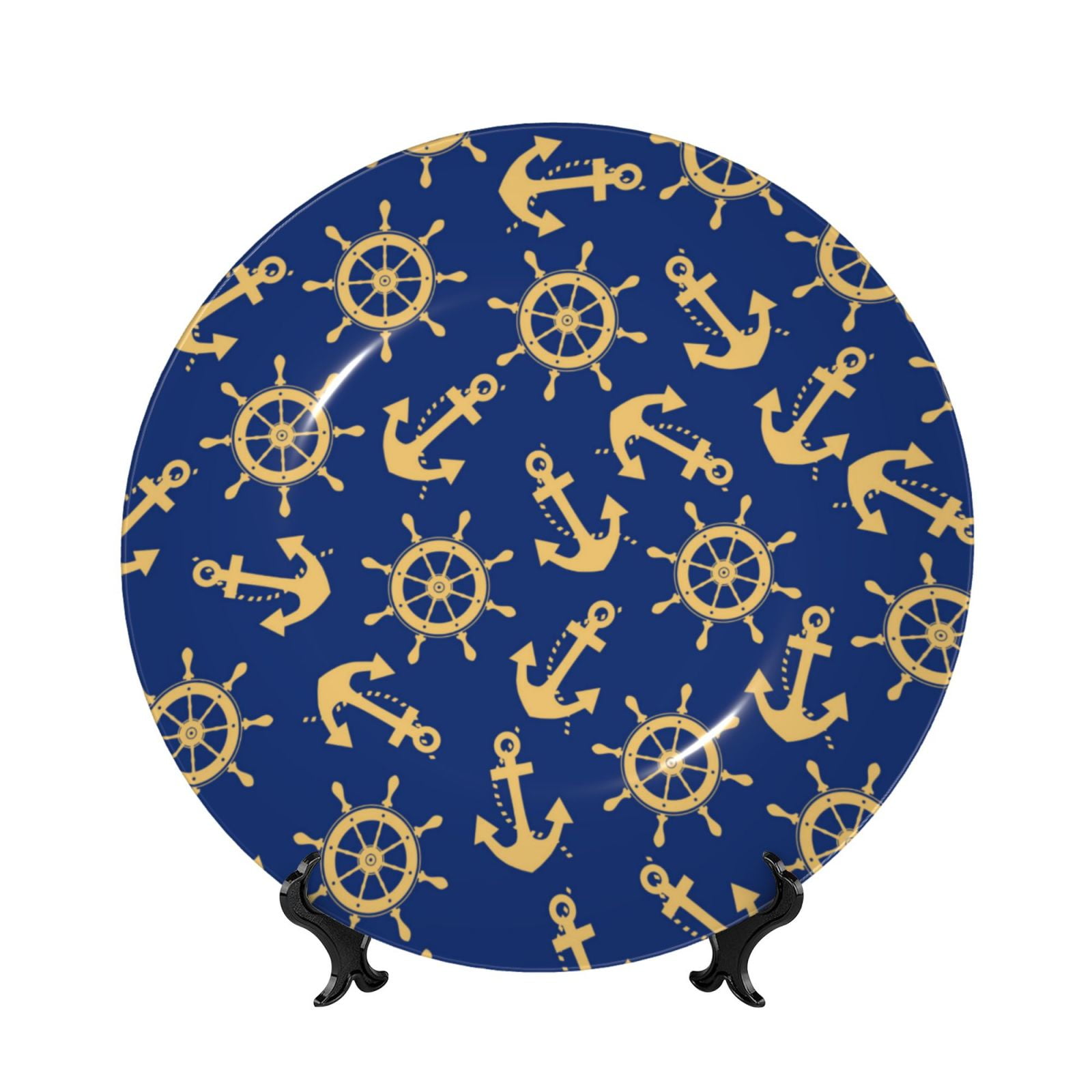 Cauagu Anchors and Nautical Print Bone China Decorative Plate, Wall ...
