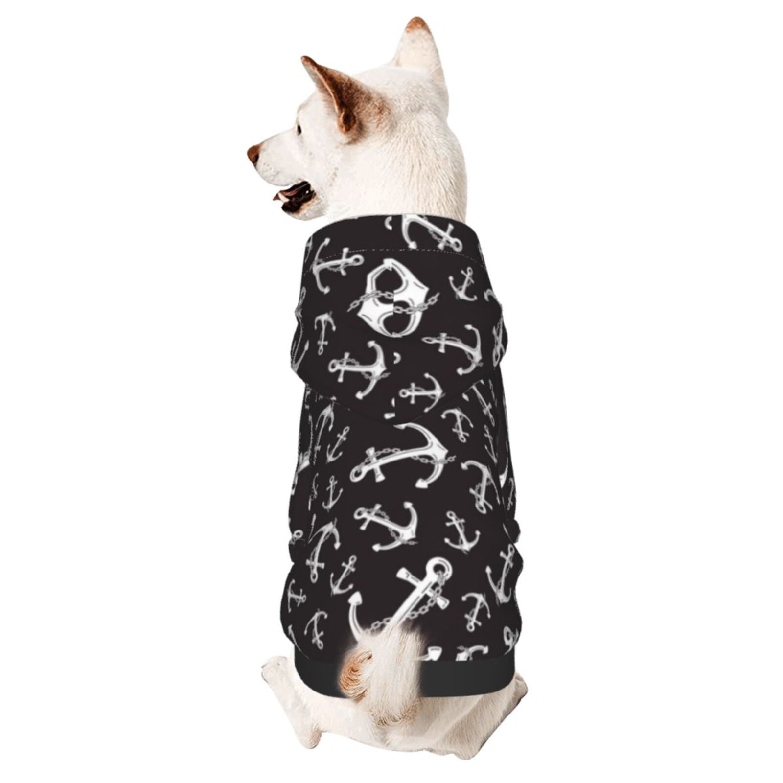 Cauagu Anchors Pattern Winter Pet Hoodie Sweatshirts- Dog Hoodie Sweater with Leash Hole - Cute ...