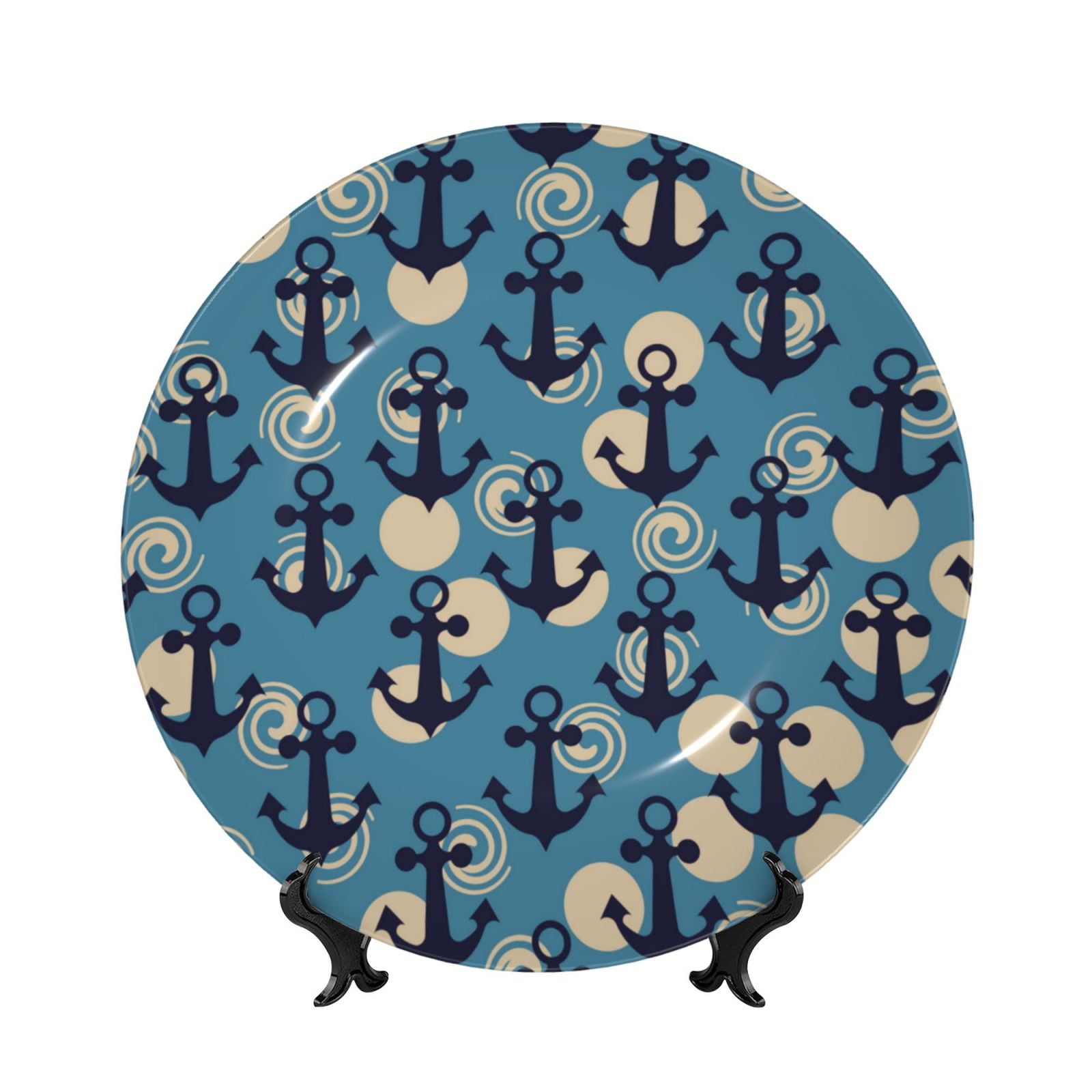 Cauagu Anchors Print Bone China Decorative Plate, Wall Mount Plate ...