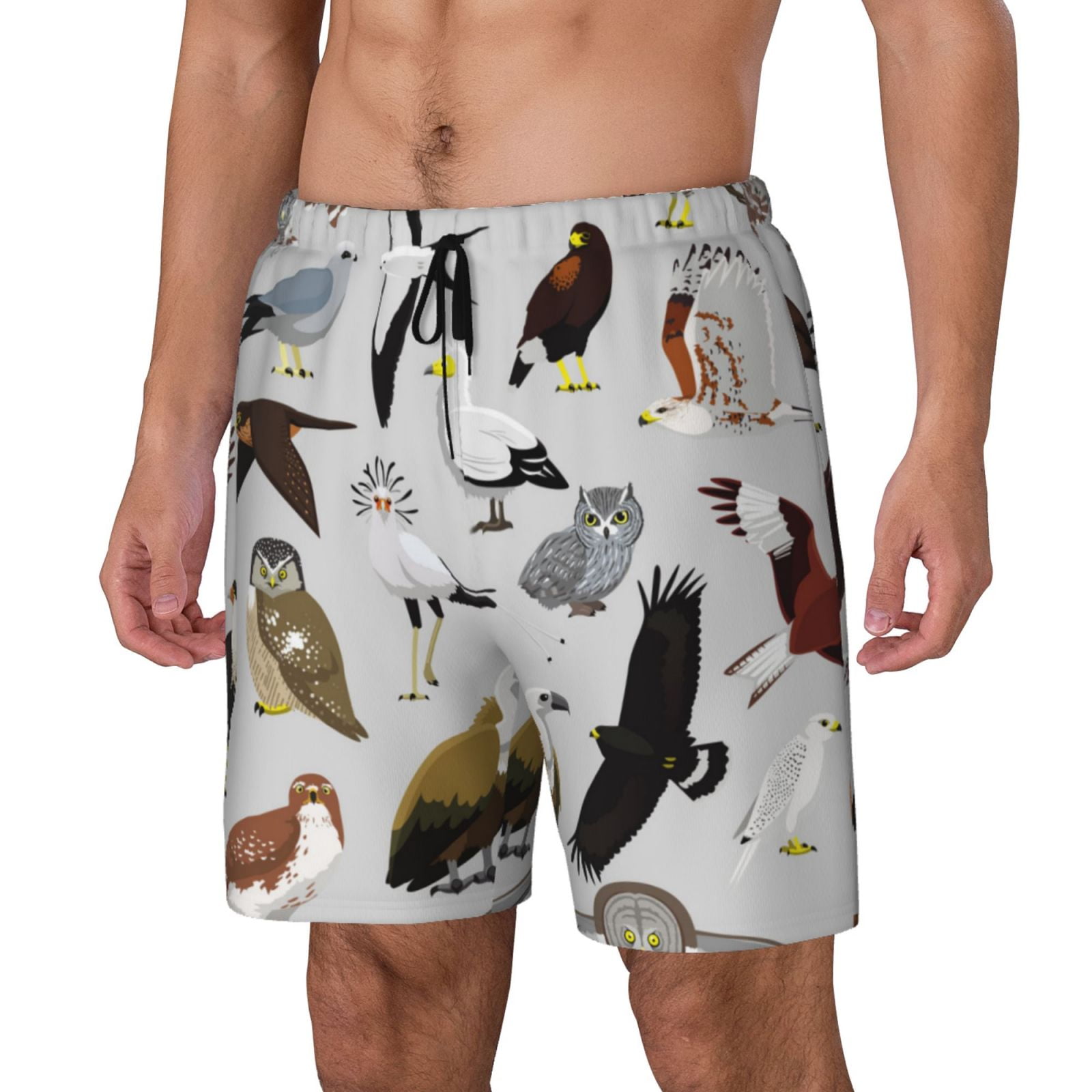 Cauagu Animal Bird Print Mens Swim Trunks Quick Dry Board Shorts Swim ...