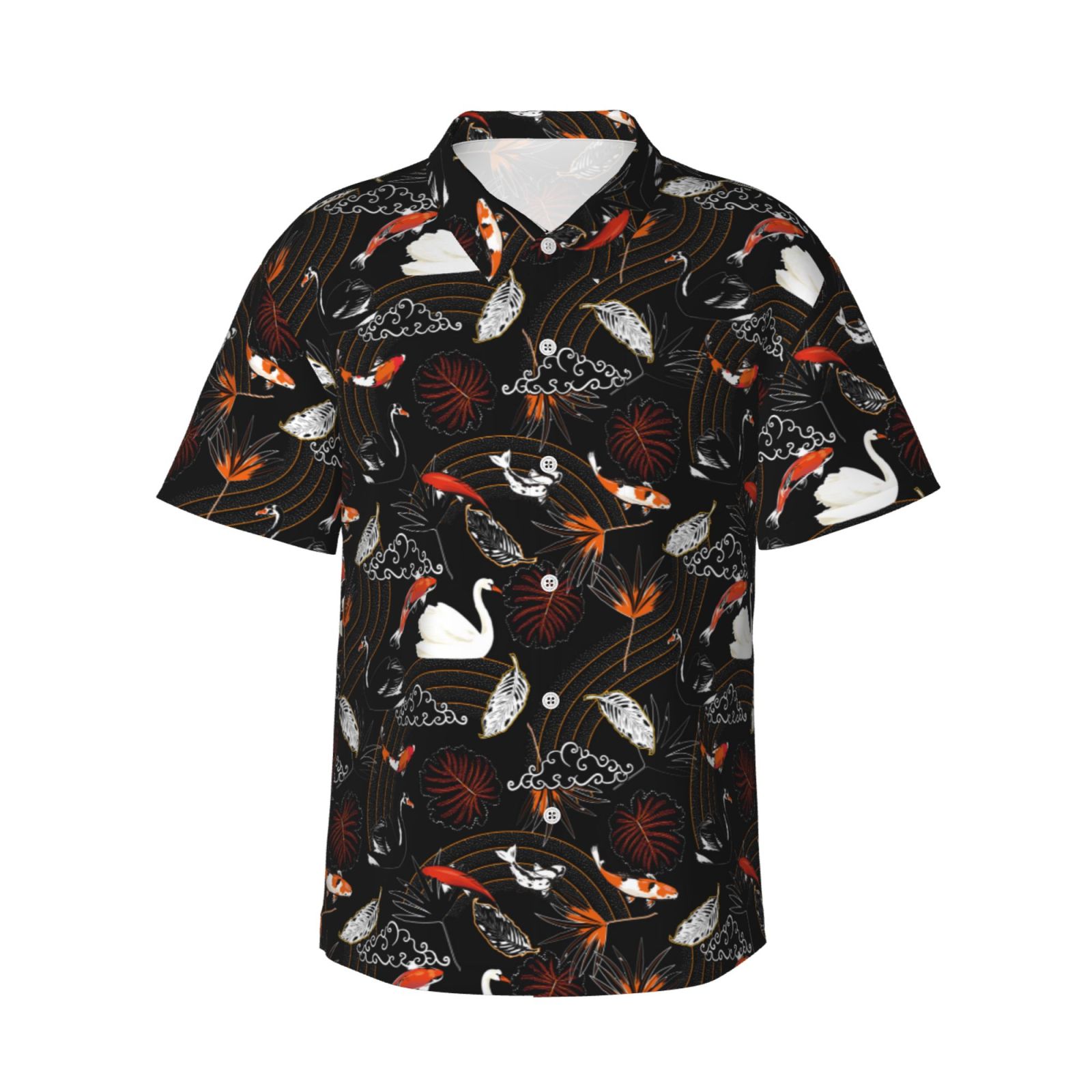 Cauagu Animal Koi Fish Print Hawaiian Shirt for Men,Casual Short Sleeve ...