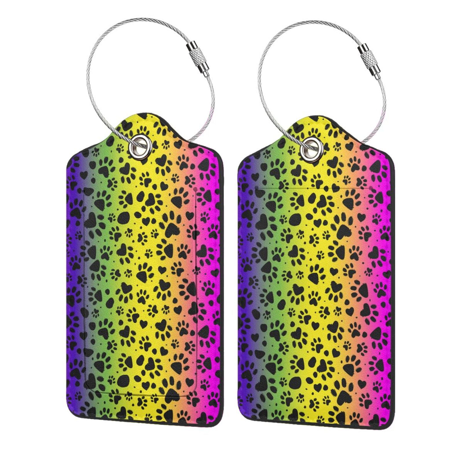 Cauagu Animal Paw Rainbow Pattern Luggage Tags,Leather Luggage Tags ...