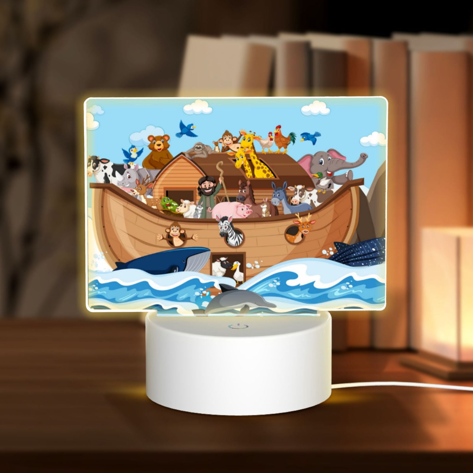 Cauagu Animals on Noah's Ark Floating for Rectangle Acrylic Night Light ...