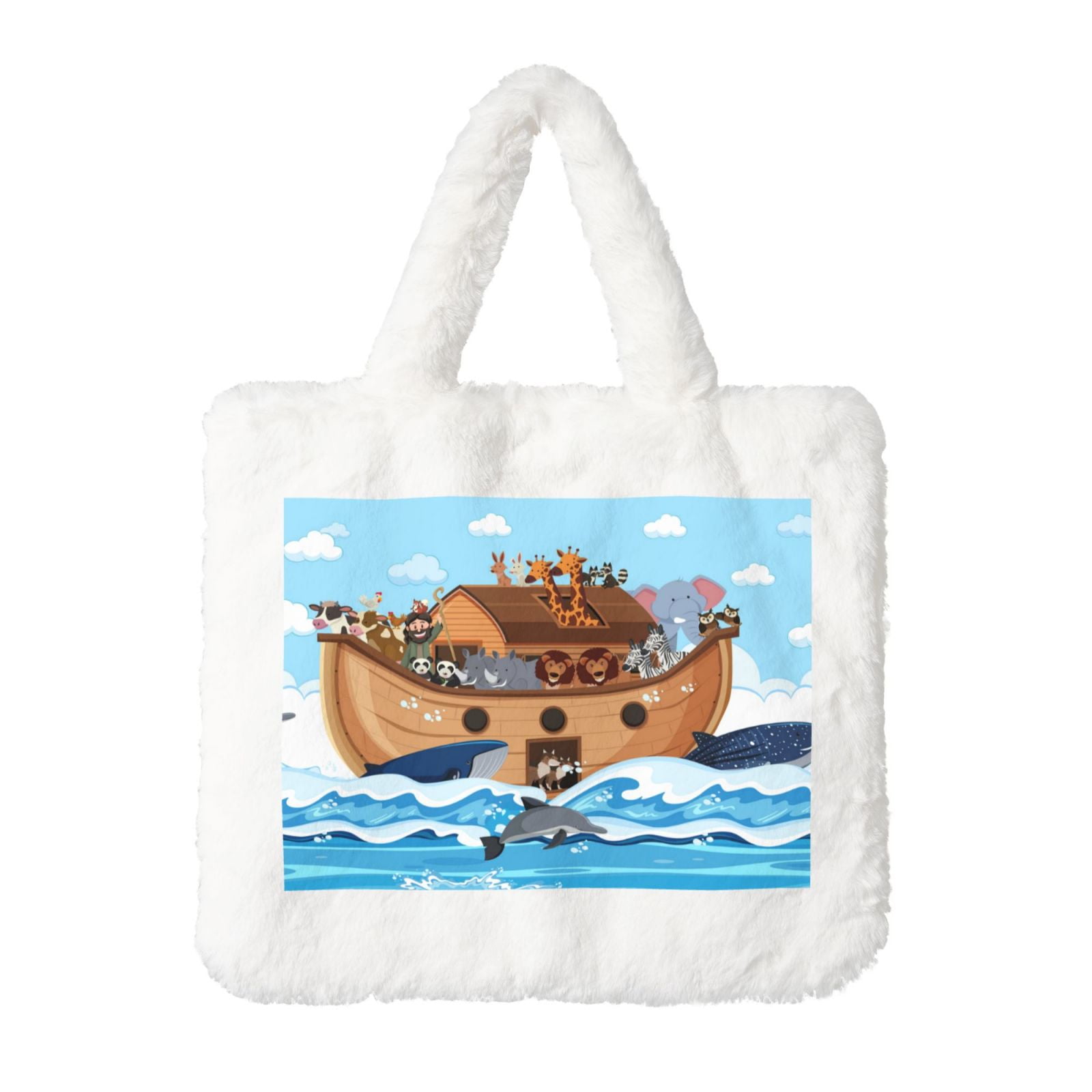 Cauagu Animals on Noah's Ark Pattern Women's Plush Tote Bag,Soft ...