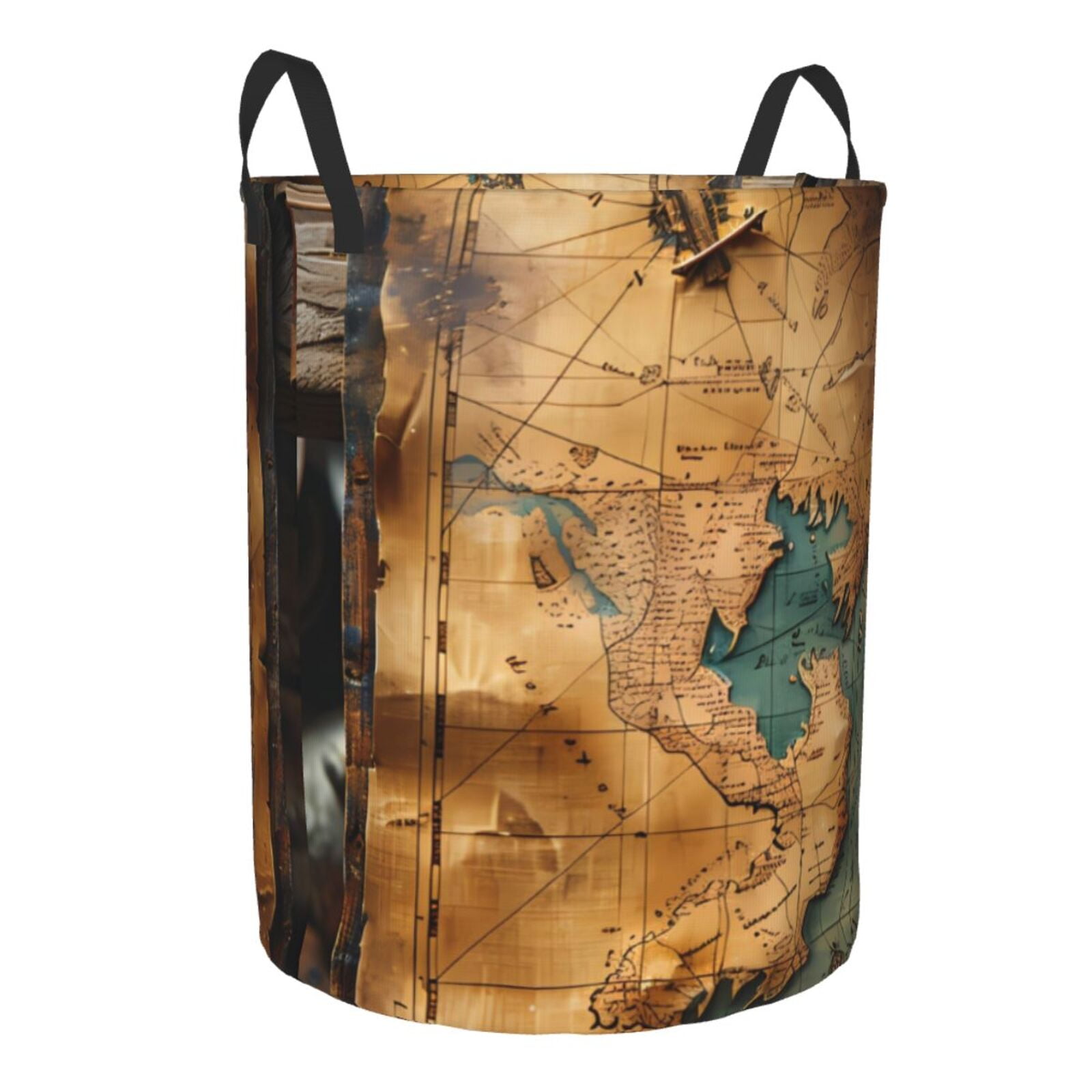 Cauagu Antique Map Adventure Scene for Laundry Basket,Collapsible ...