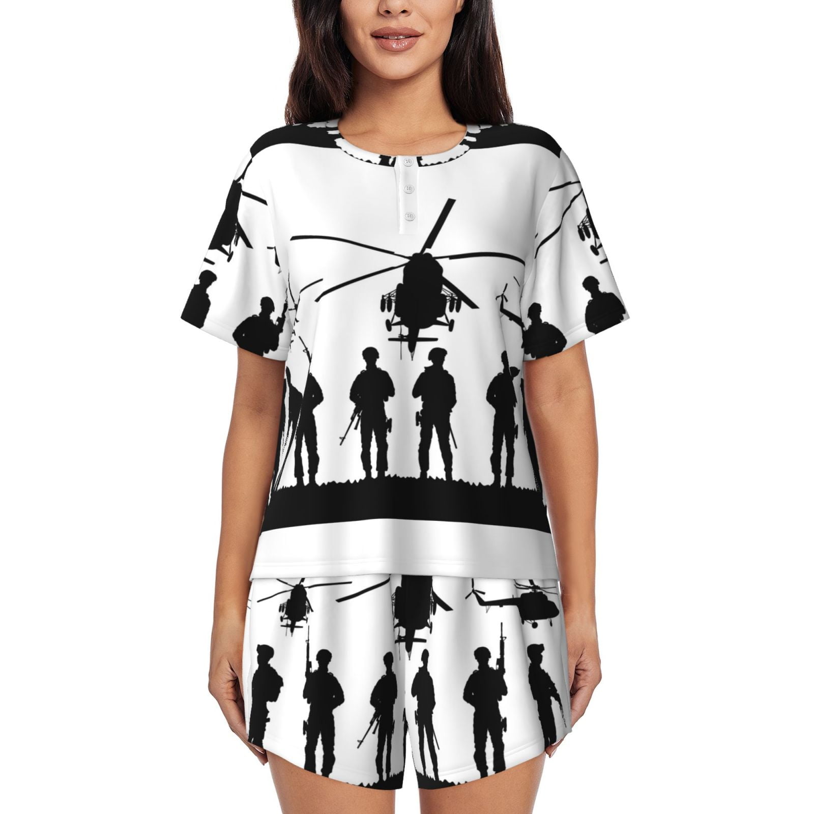Cauagu Army Soldiers With Sniper Rifle On Duty for Women's Round Neck ...