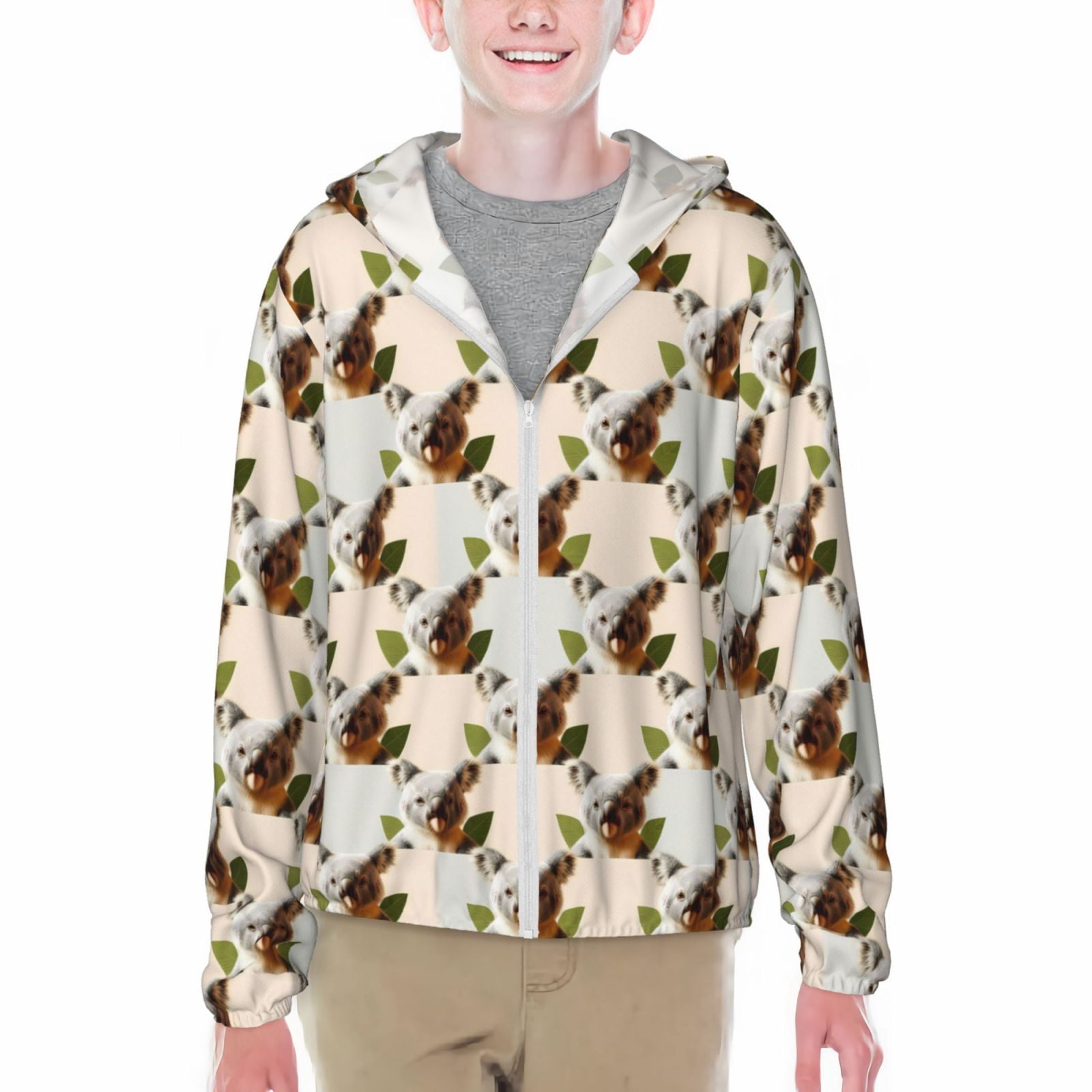 Cauagu Art cute koala Print Sun Protection Jacket for Teen,Full-Zipper ...