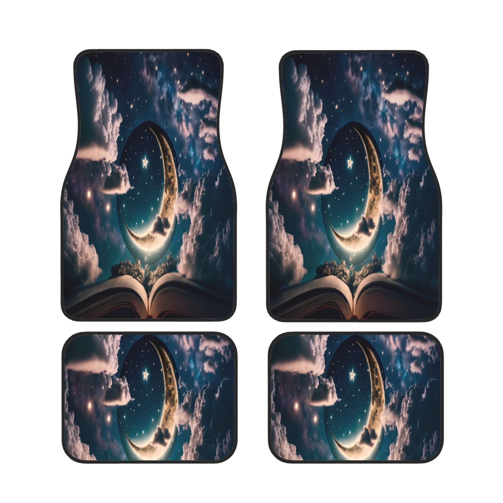 Cauagu Artistic Starry Sky Moon Book Pattern Car Floor Mat Set of 4,Car ...