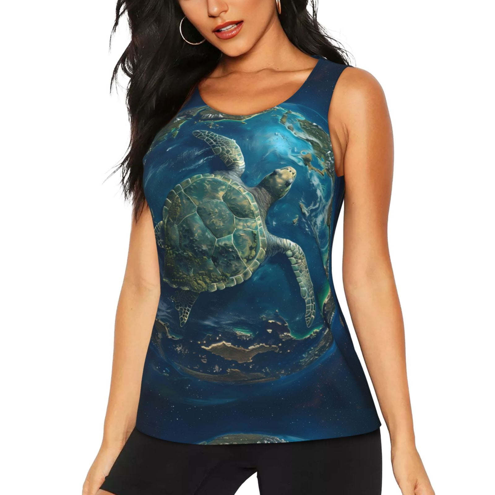 Cauagu Artistic Turtle Earth for Women's Workout Tank Tops Sleeveless ...