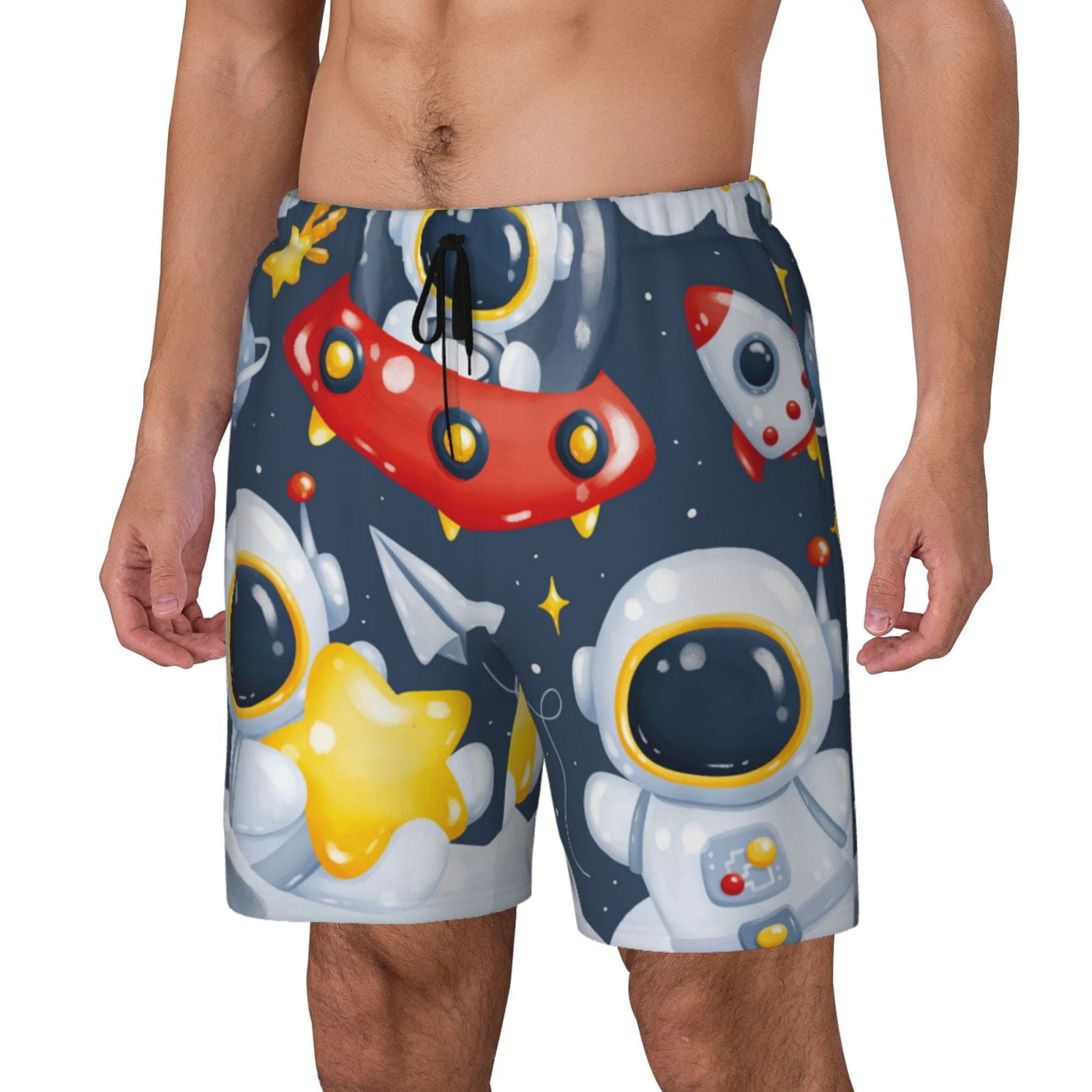 Cauagu Astronaut And Space Print Mens Swim Trunks Quick Dry Board ...